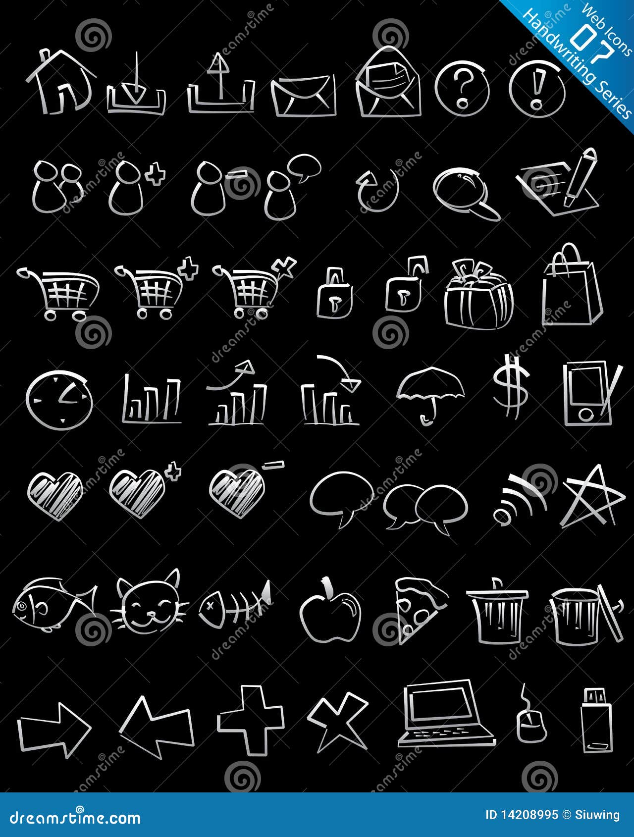 Handwriting Icons stock vector. Illustration of back - 14208995