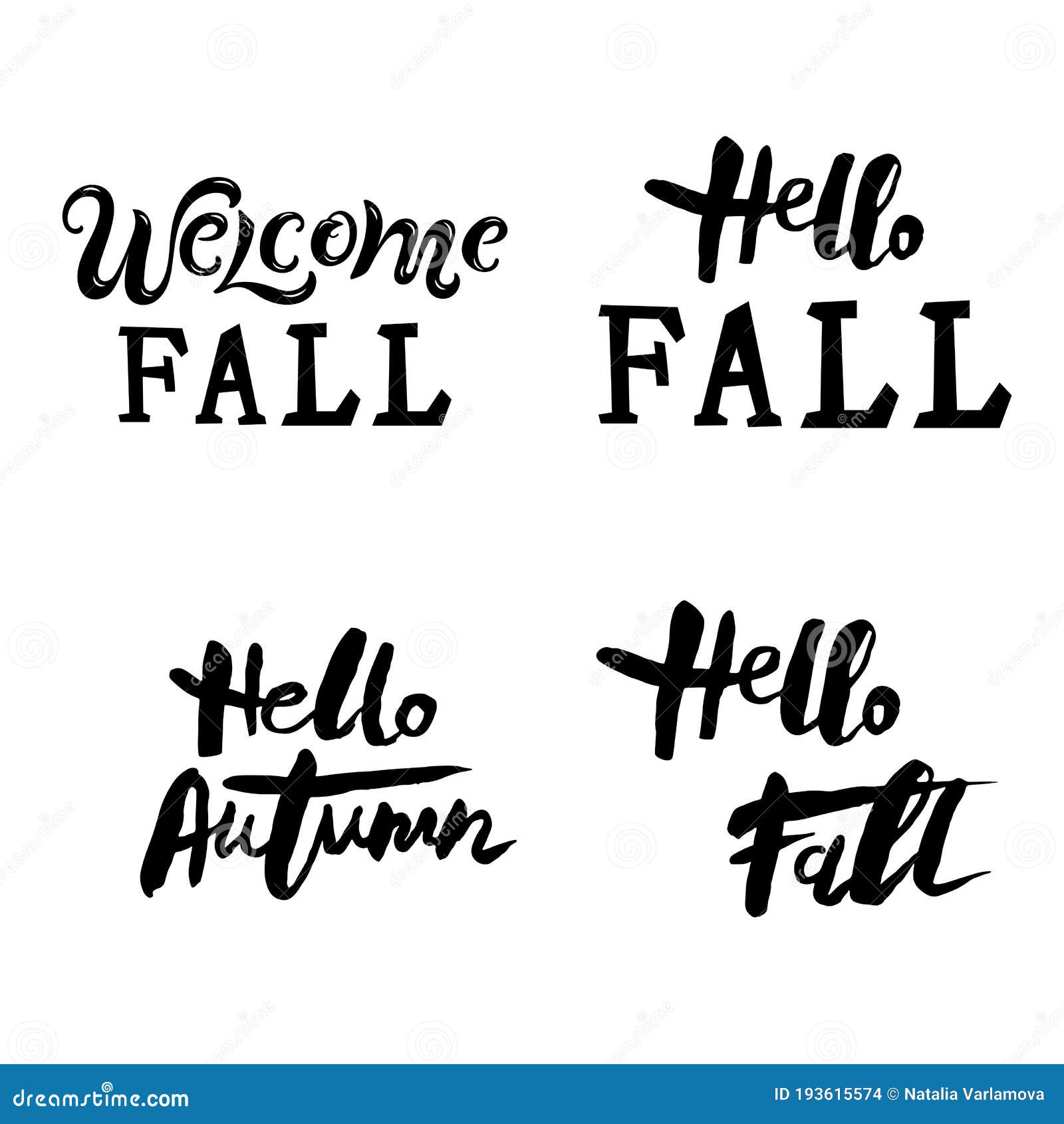 Handwriting Lettering Welcome Fall, Hello Fall, Hello Autumn Stock ...