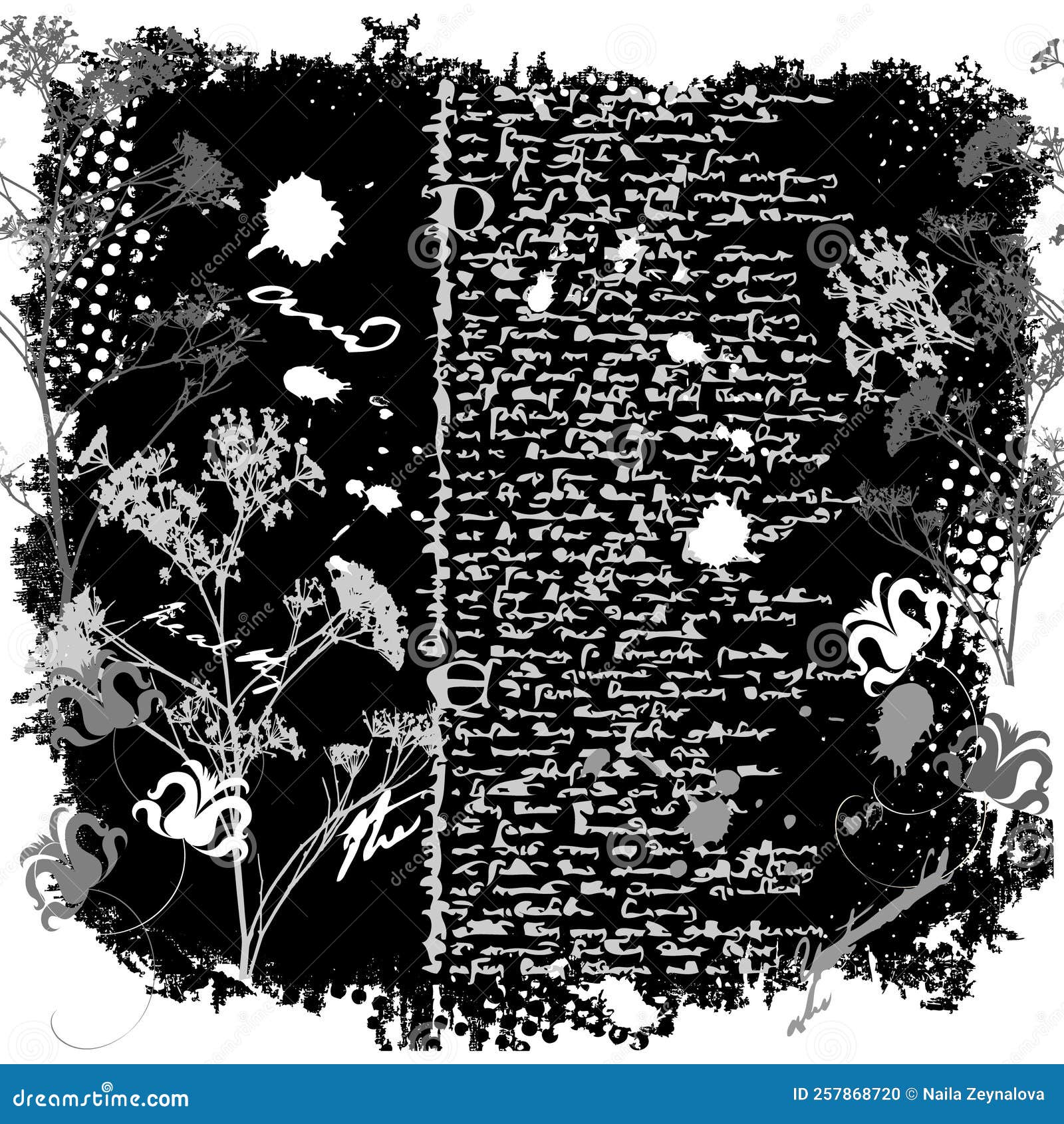 Handwriting Letters. Draft. Black and White Seamless Pattern. Grunge ...