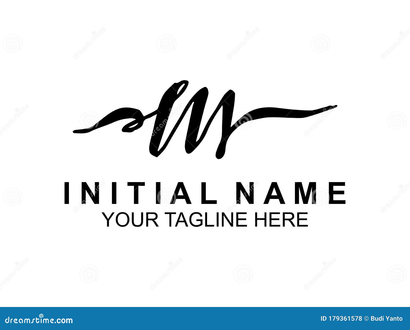 Handwriting Logo Of Initial Signature Letter Type M Stock Vector