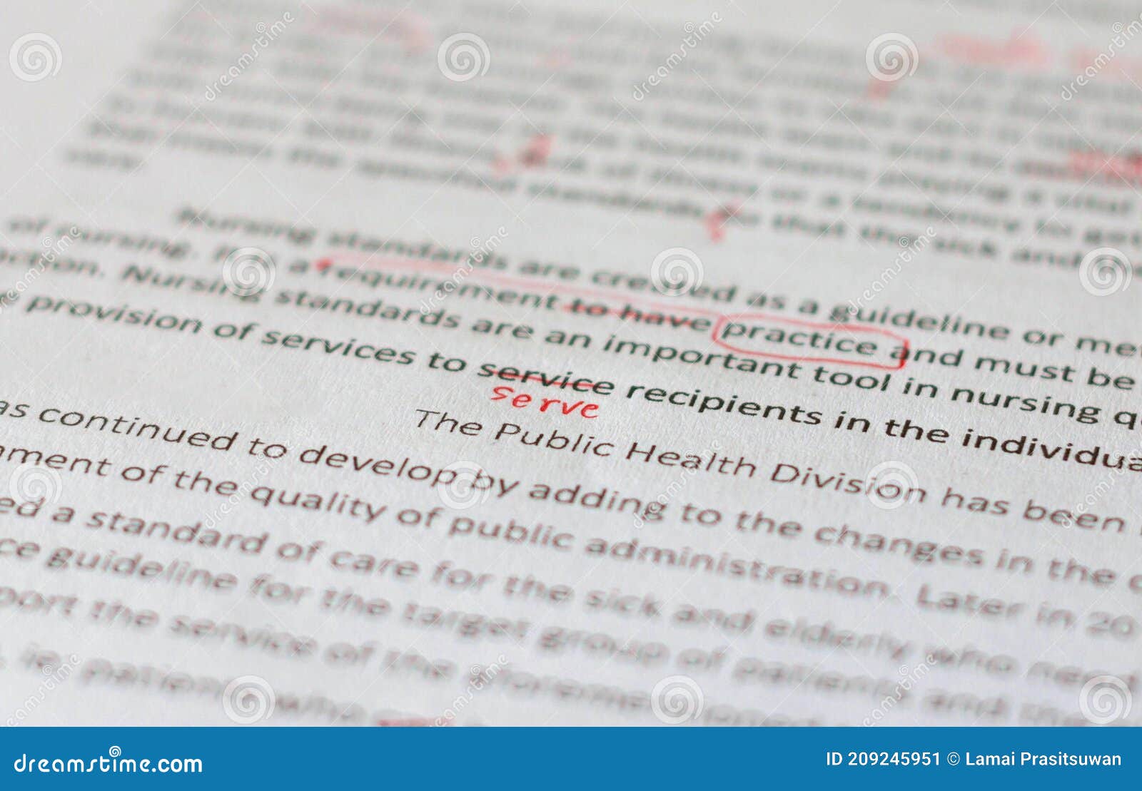 Handwriting Marking Error on English Letter on Draft Paperwork Stock ...