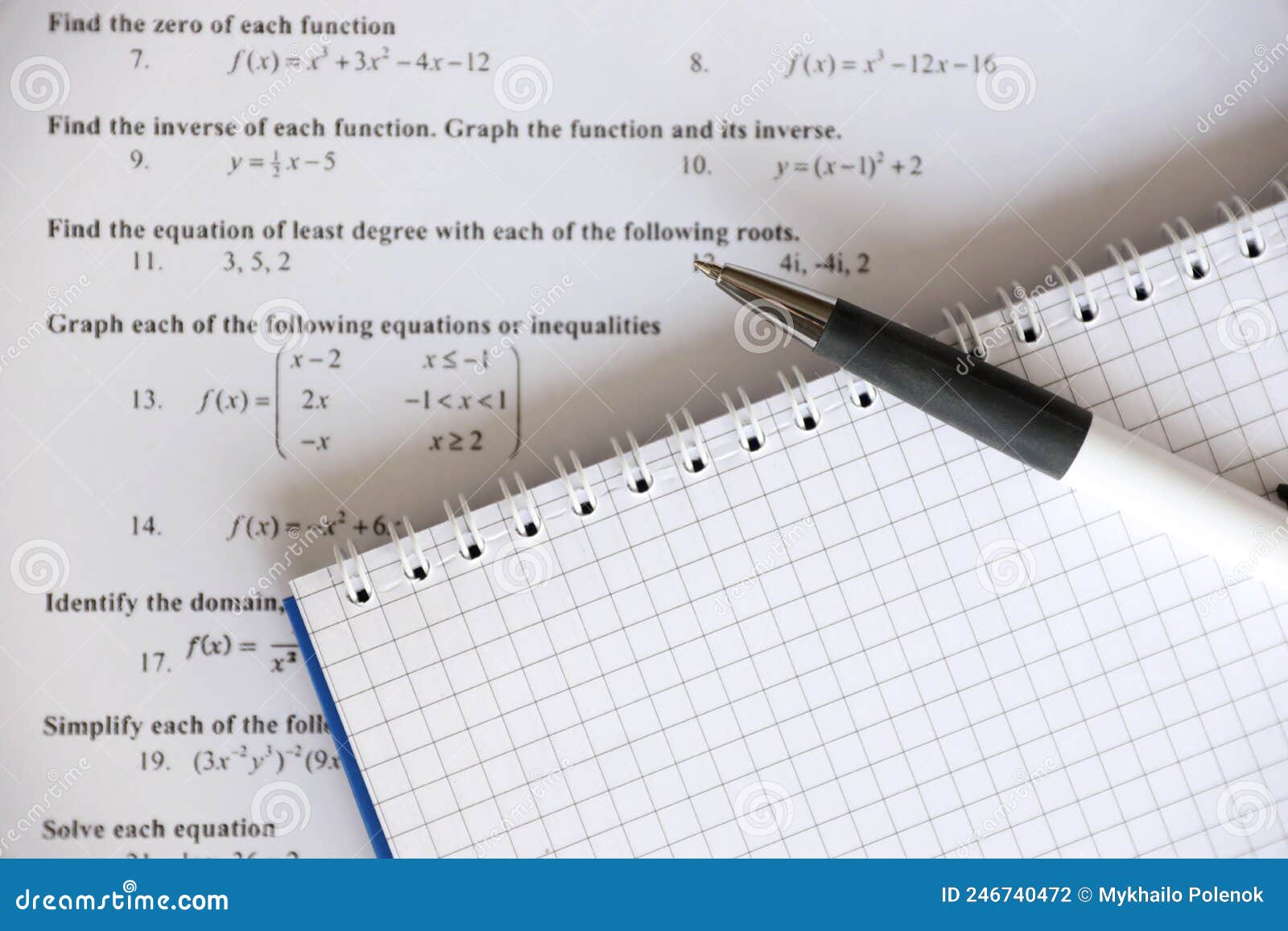 Handwriting of Mathematics Quadratic Equation on Examination, Practice ...