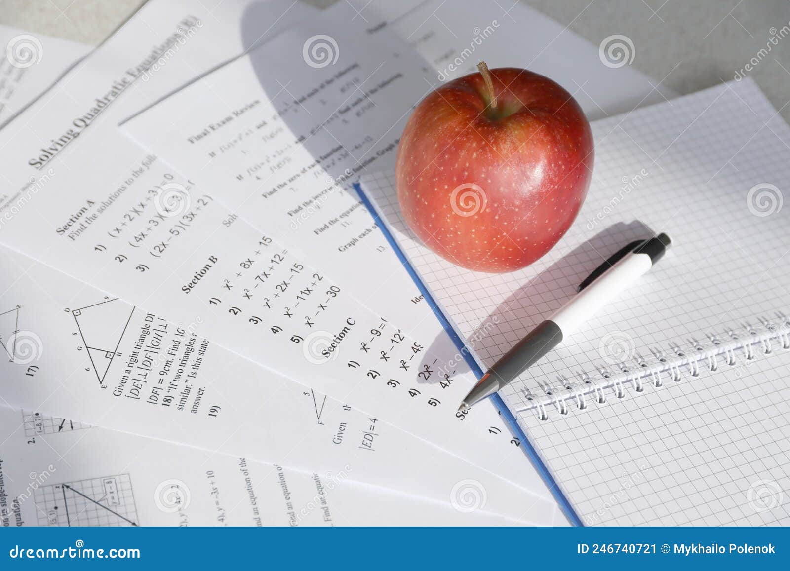 Handwriting of Mathematics Quadratic Equation on Examination, Practice ...