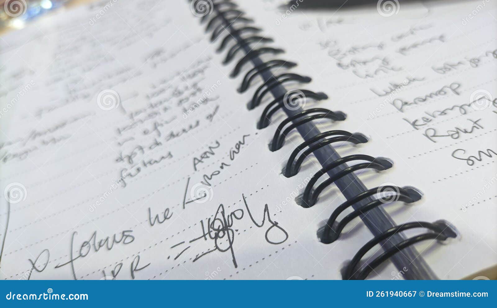 Handwriting notes meeting stock image. Image of white - 261940667