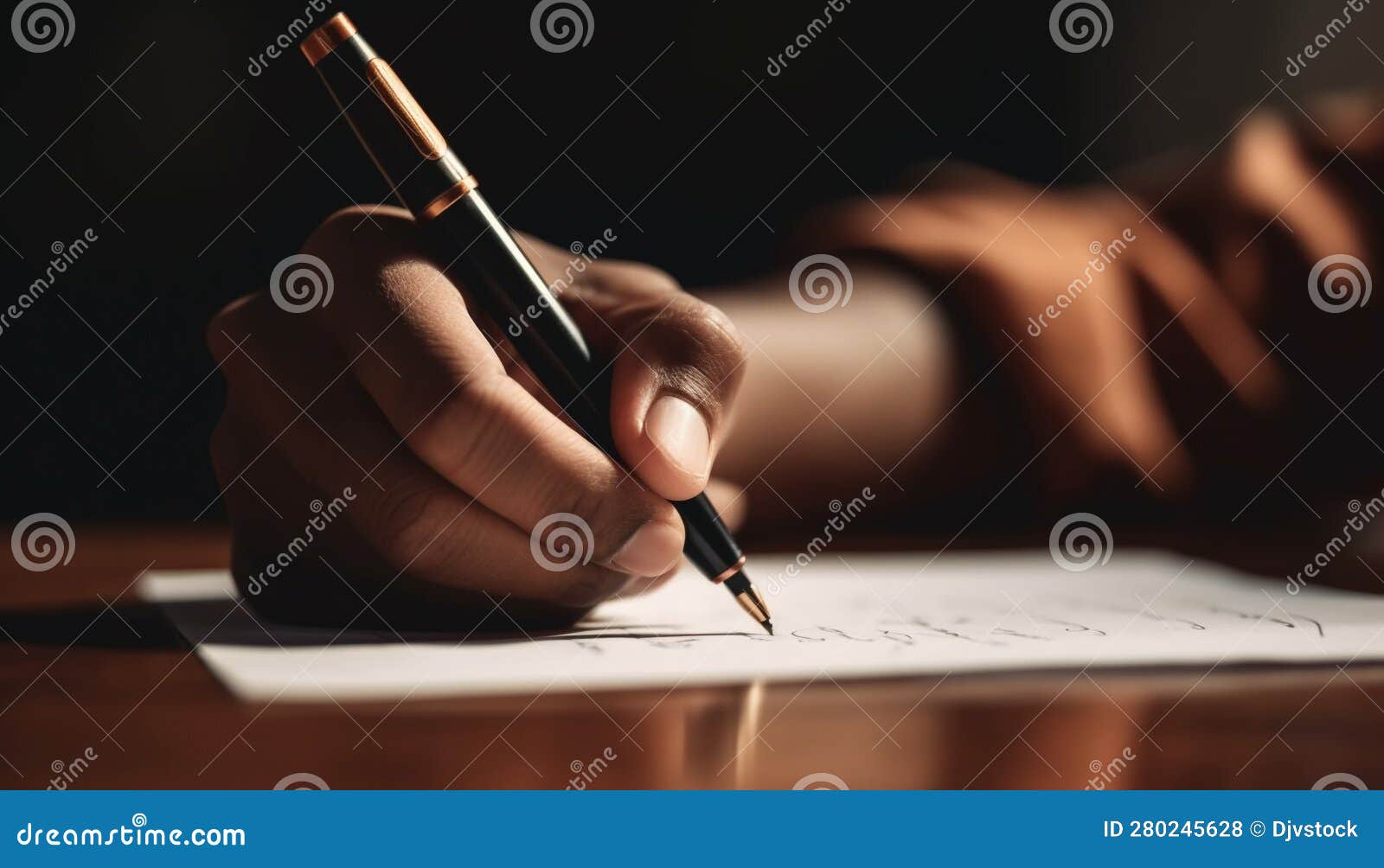 Handwriting on Paper, Close Up of Pen and Human Hand Generated by AI ...