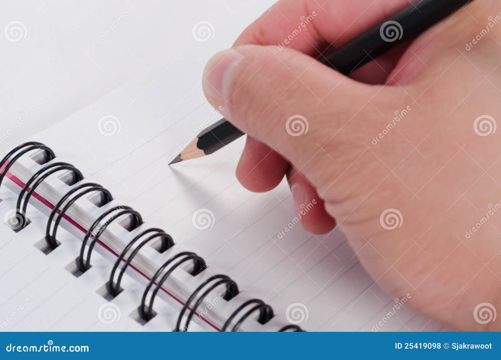 Handwriting with Pencil on the Notebook Stock Photo - Image of hand ...