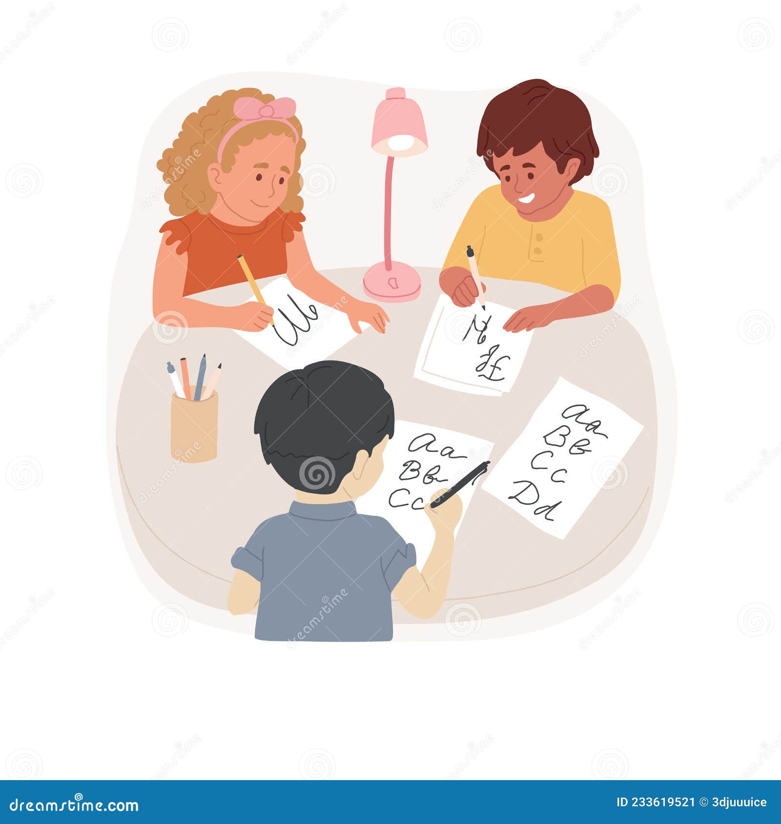 Handwriting Practice Isolated Cartoon Vector Illustrations. Stock ...