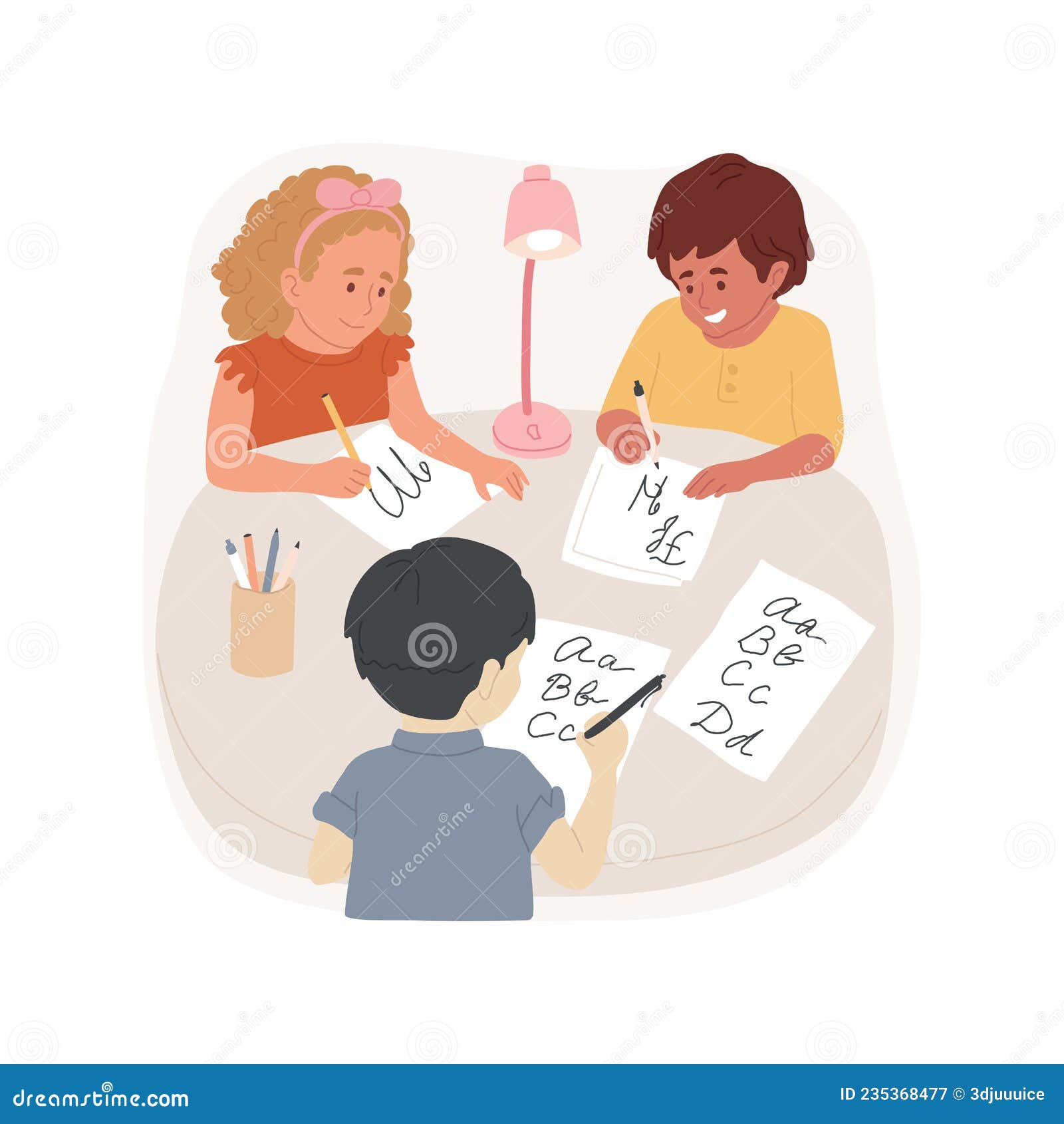 Handwriting Practice Isolated Cartoon Vector Illustrations. Stock ...