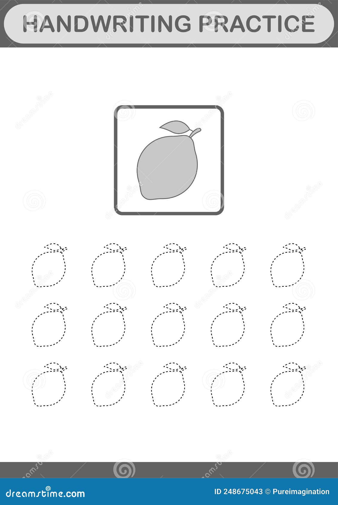 Handwriting Practice with Lemon. Worksheet for Kids Stock Vector ...