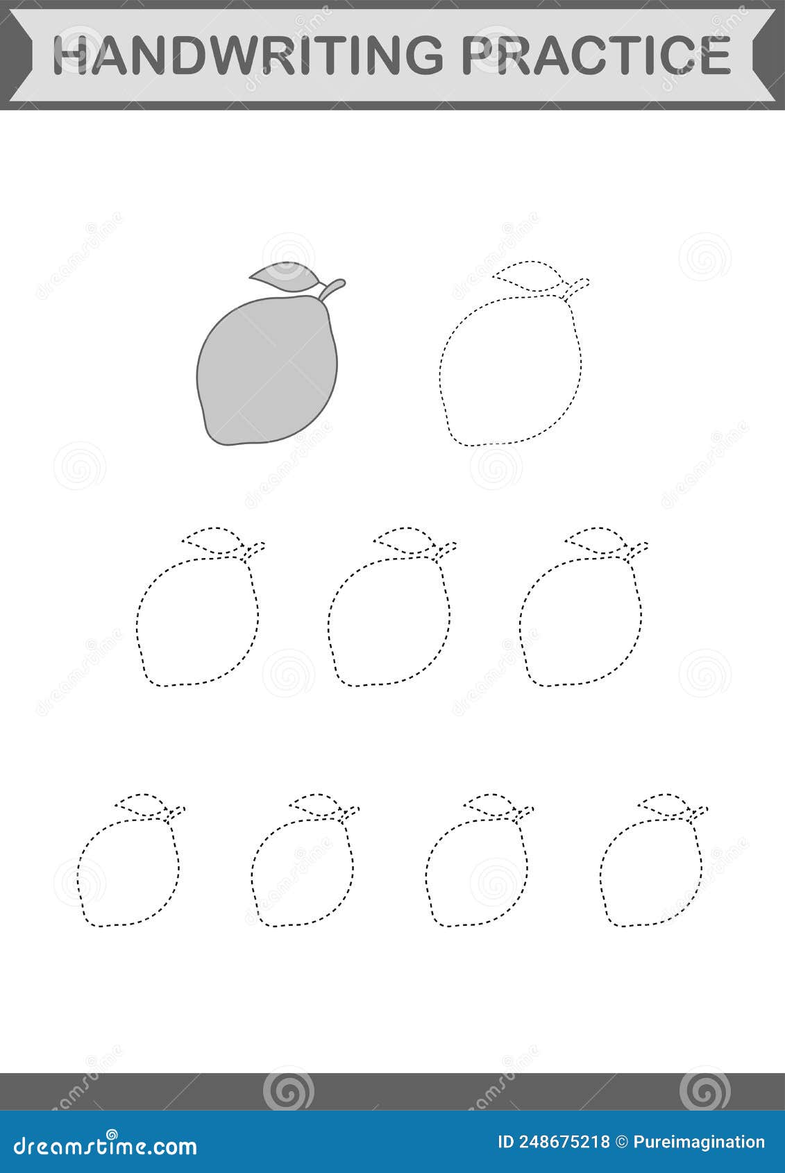 Handwriting Practice with Lemon. Worksheet for Kids Stock Vector ...