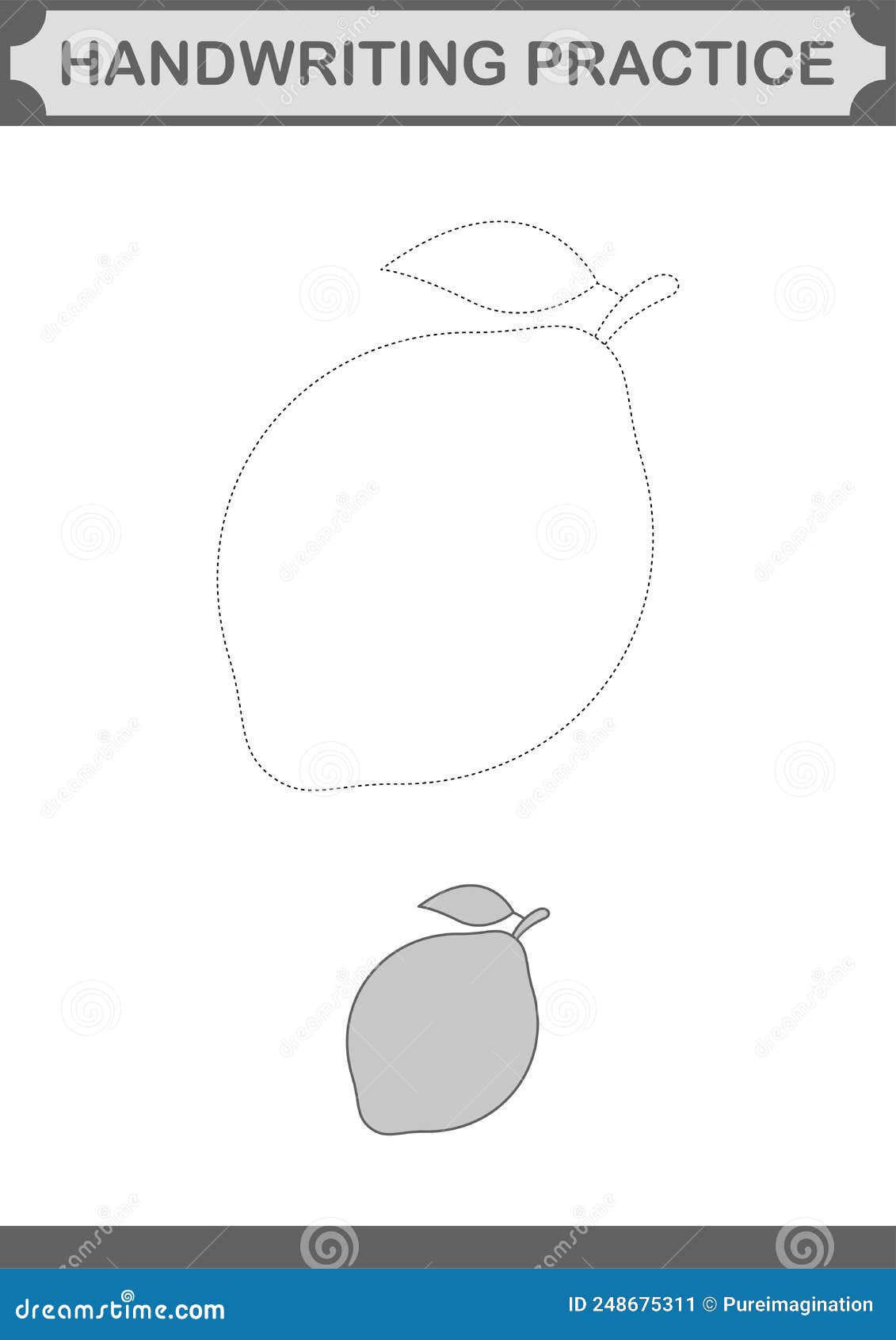 Handwriting Practice with Lemon. Worksheet for Kids Stock Vector ...