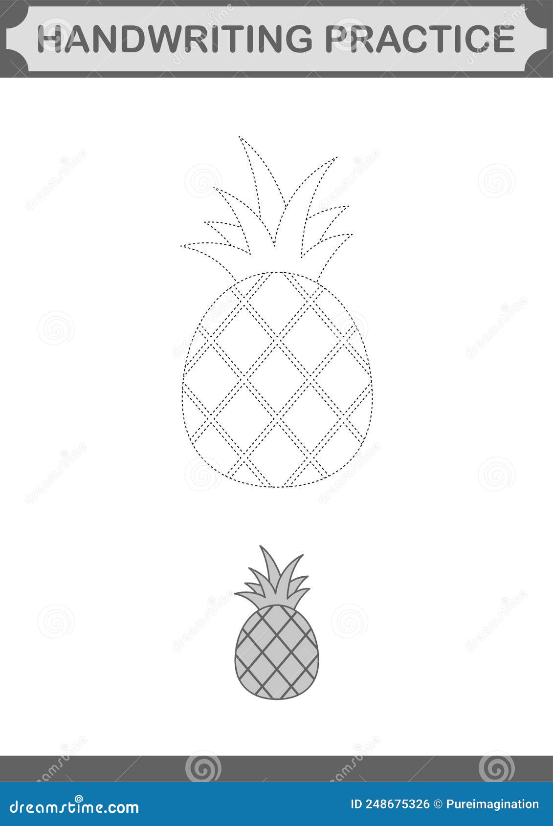 Handwriting Practice with Pineapple. Worksheet for Kids Stock Vector ...