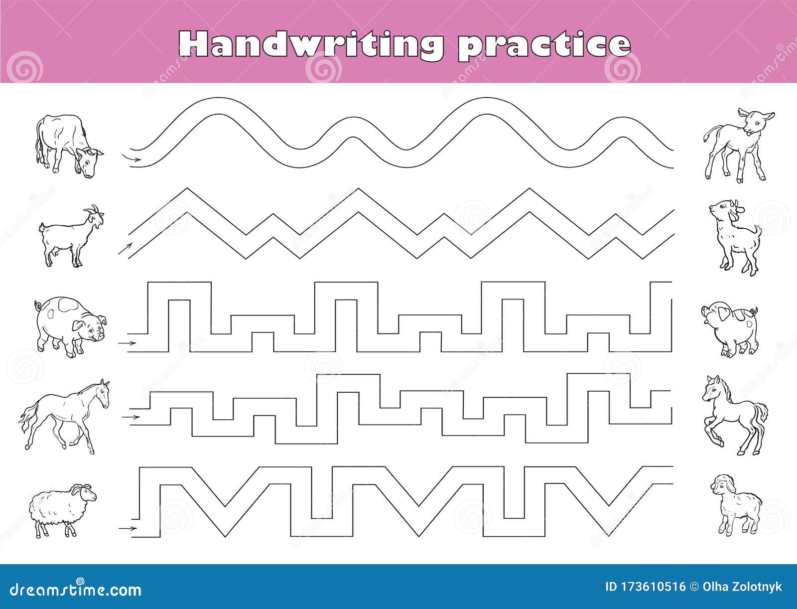 Handwriting Practice Sheet. Educational Children Game, Printable ...