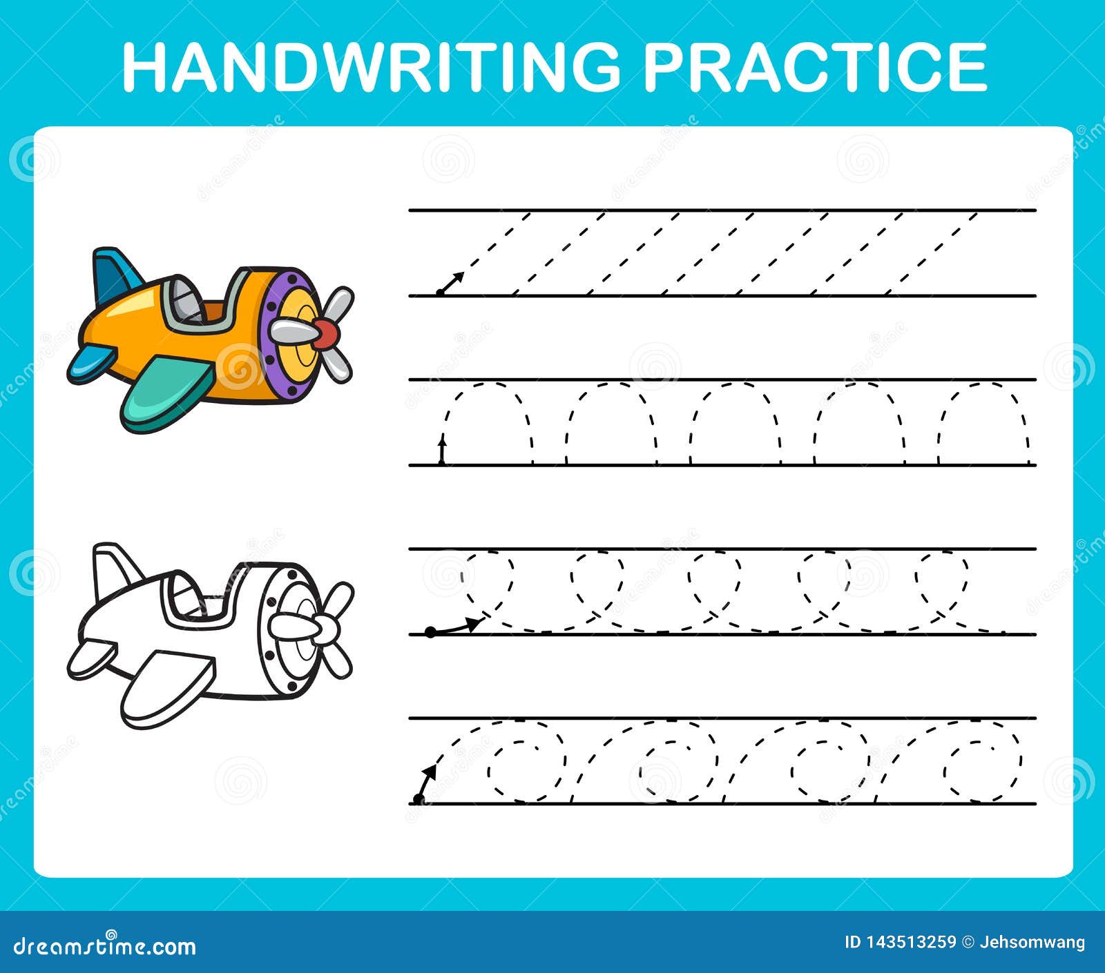 Handwriting practice sheet stock vector. Illustration of flashcard ...