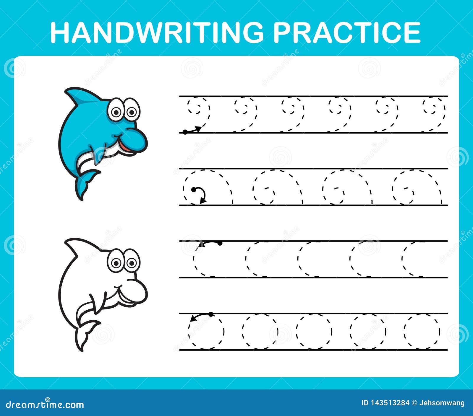 Handwriting practice sheet stock vector. Illustration of connect ...