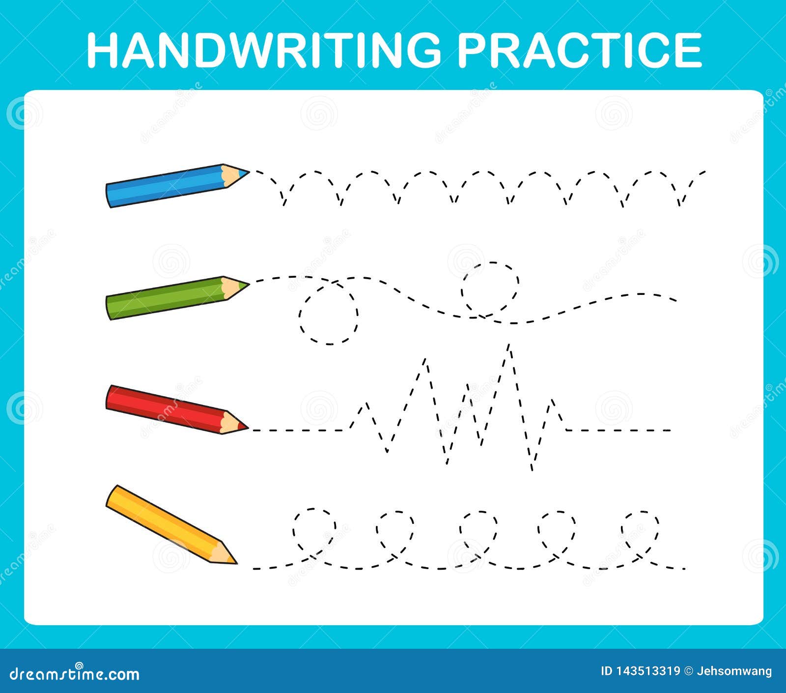 Handwriting practice sheet stock vector. Illustration of children ...