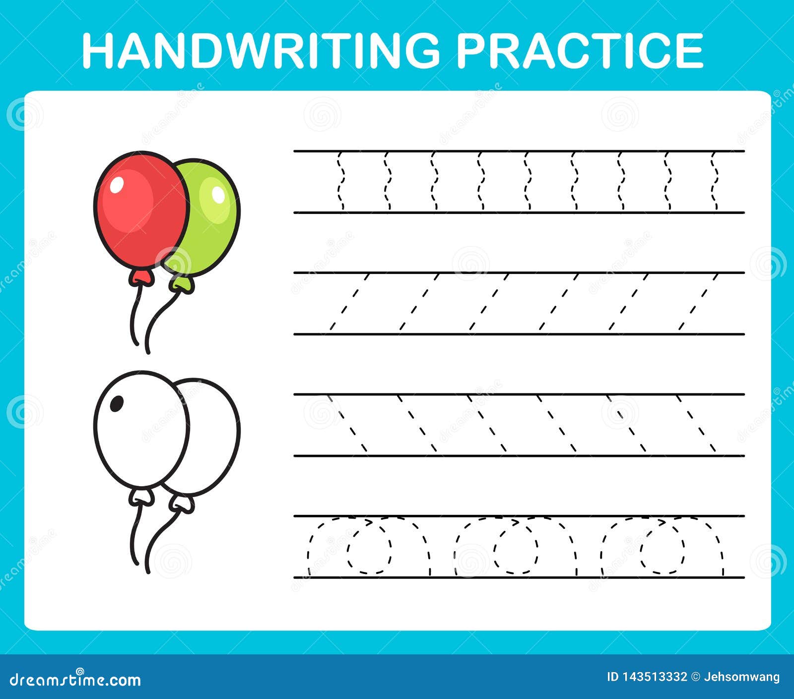 Handwriting practice sheet stock vector. Illustration of handwriting ...