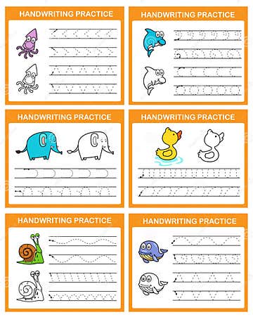 Handwriting Practice Sheet Illustration Stock Vector - Illustration of ...