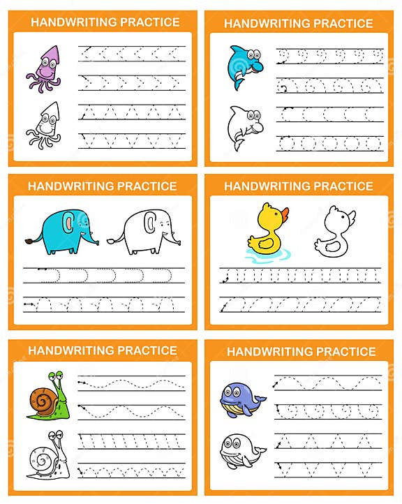 Handwriting Practice Sheet Illustration Stock Vector - Illustration of ...