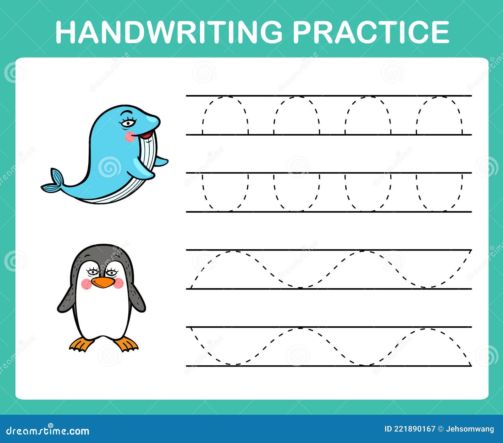 Handwriting practice sheet stock vector. Illustration of cartoon ...