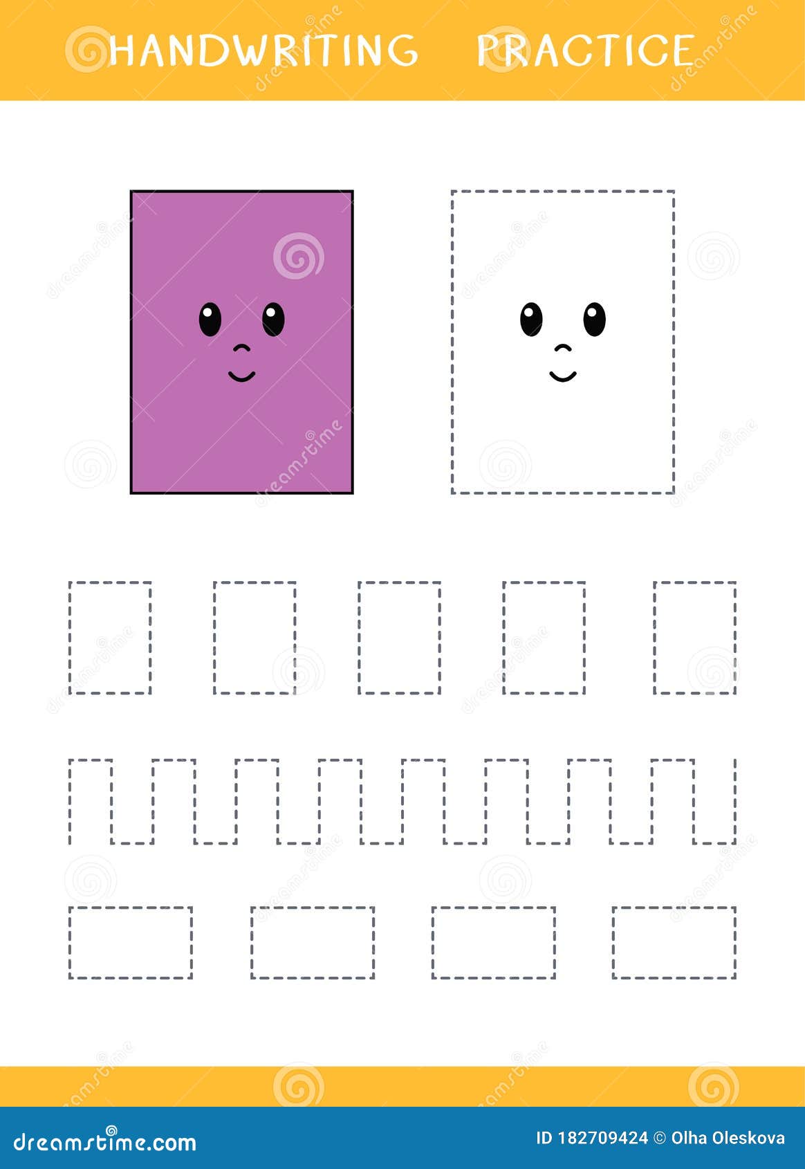 Handwriting Practice Sheet with Rectangle Shapes Stock Vector ...