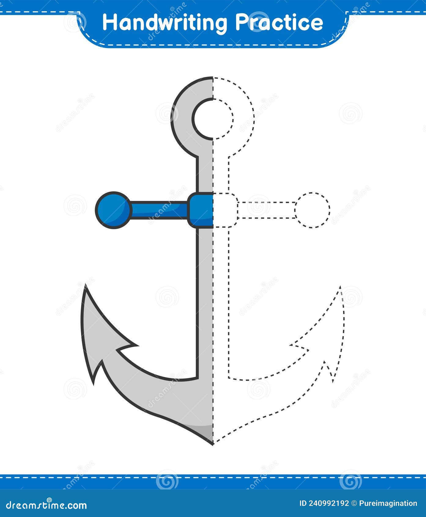 Handwriting Practice. Tracing Lines of Anchor Stock Vector ...