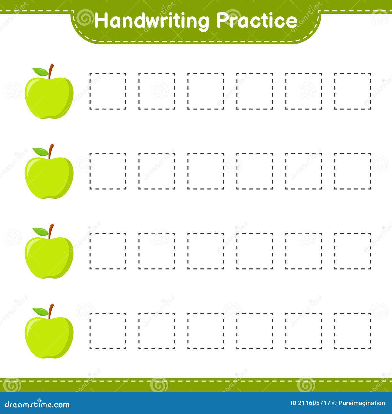 Handwriting Practice. Tracing Lines of Apple. Educational Children Game ...
