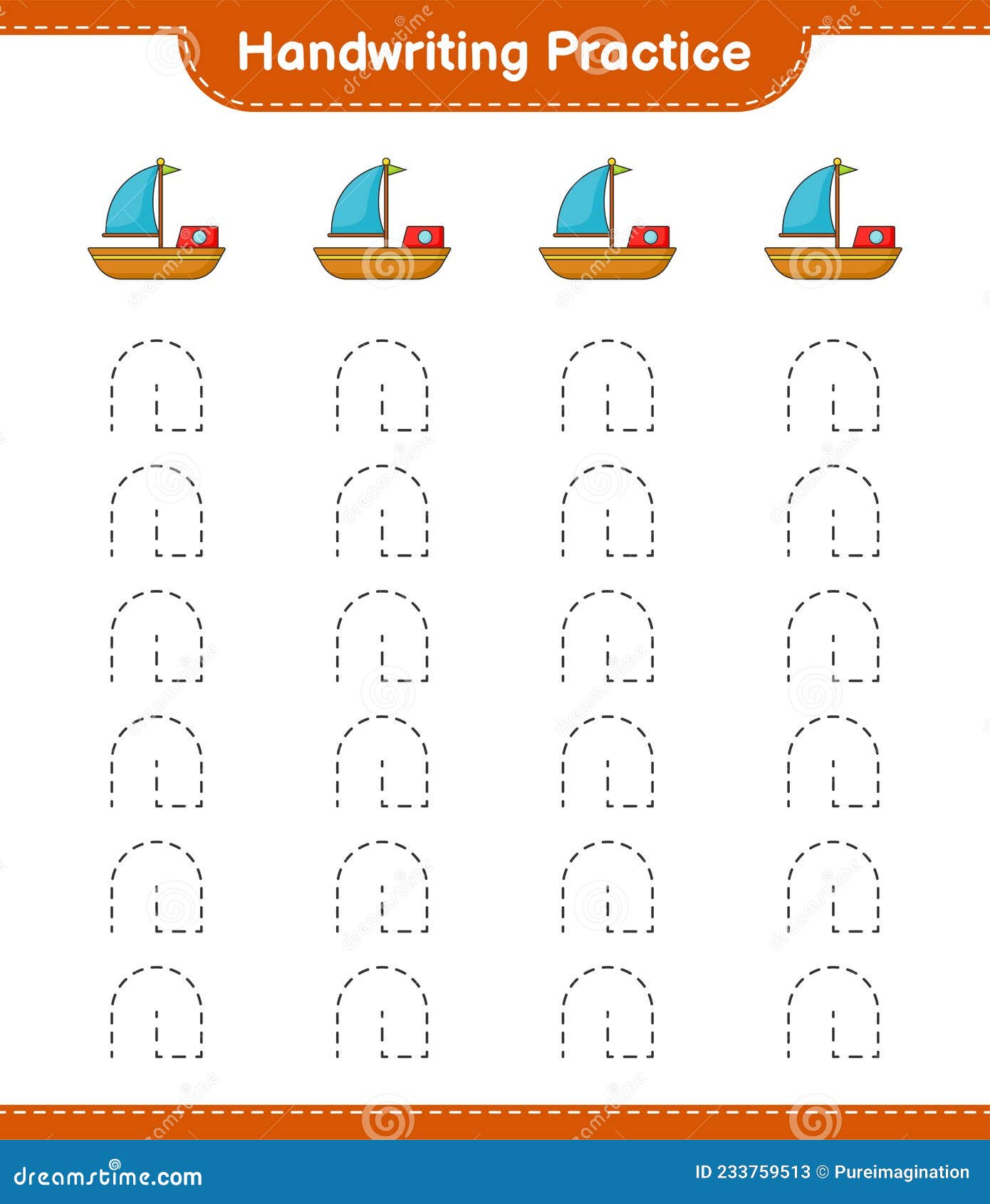 Handwriting Practice. Tracing Lines of Boat Stock Vector - Illustration ...