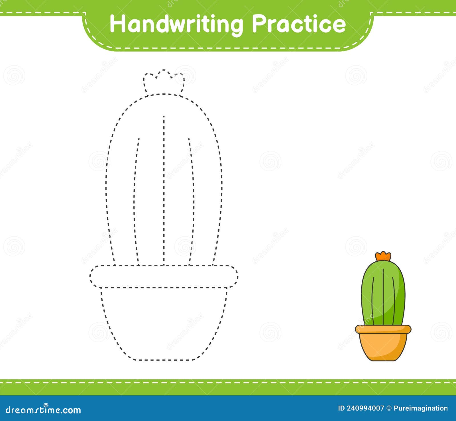 Handwriting Practice. Tracing Lines of Cactus Stock Vector ...