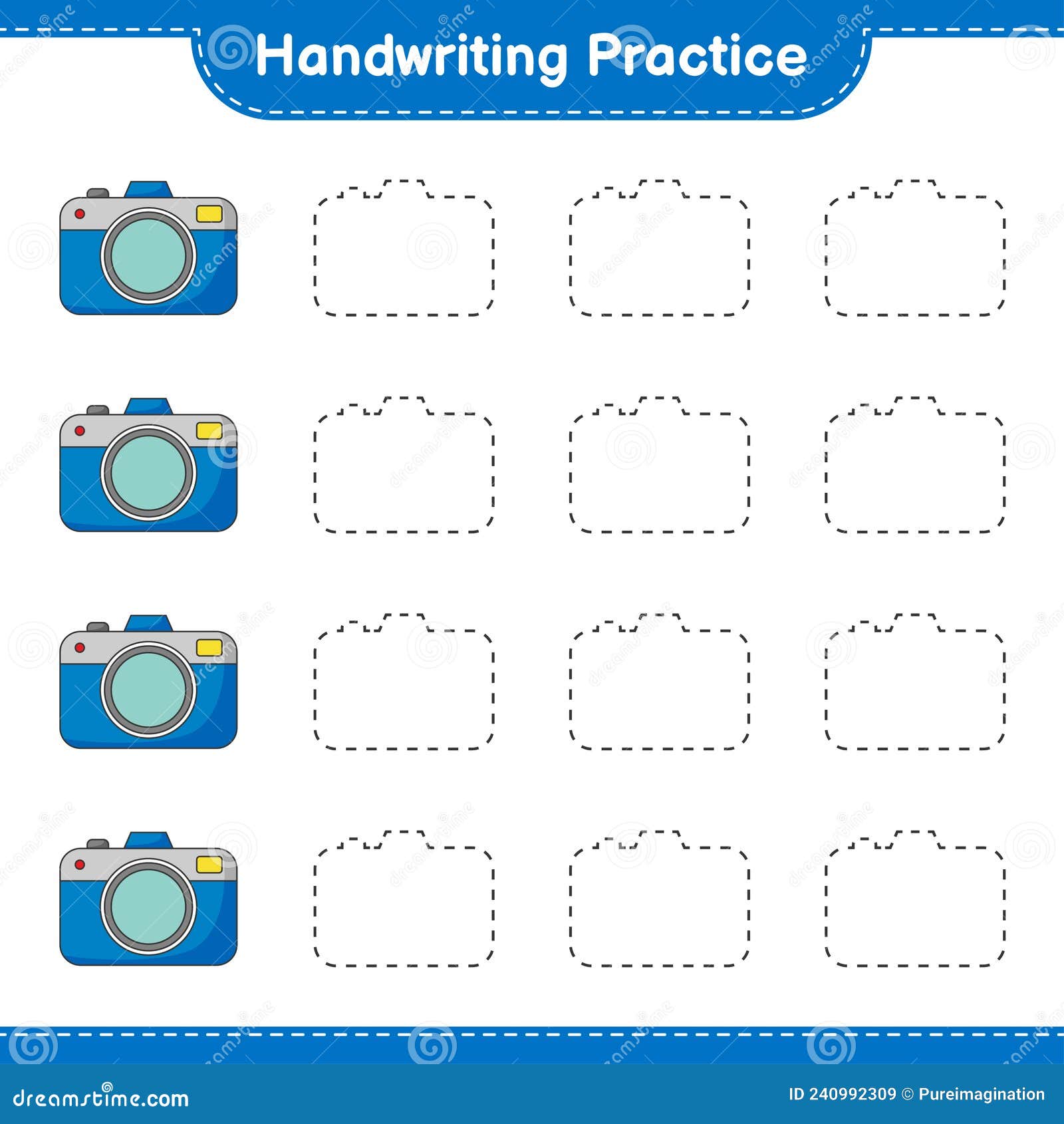 Handwriting Practice. Tracing Lines of Camera Stock Vector ...