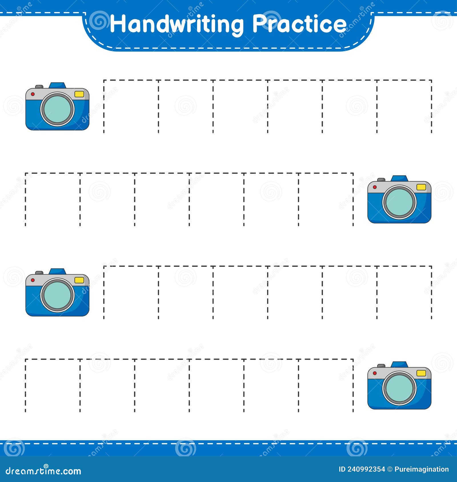Handwriting Practice. Tracing Lines of Camera Stock Vector ...