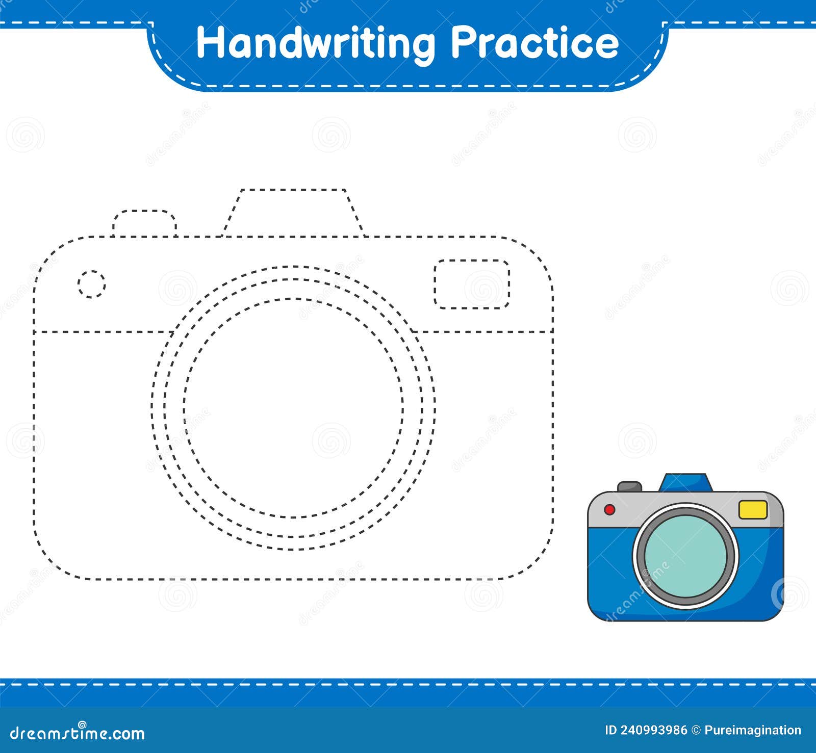 Handwriting Practice. Tracing Lines of Camera Stock Vector ...