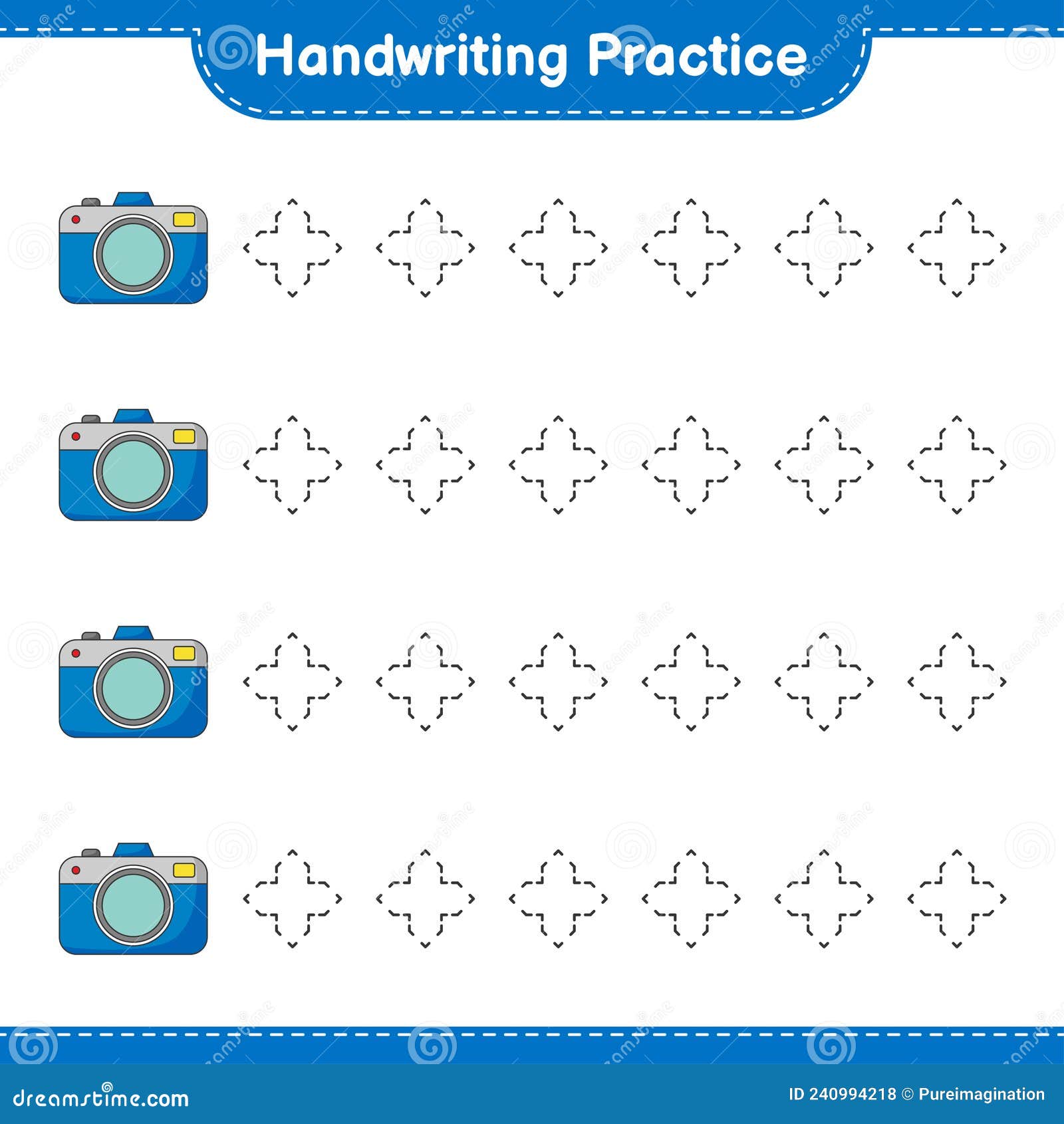 Handwriting Practice. Tracing Lines of Camera Stock Vector ...