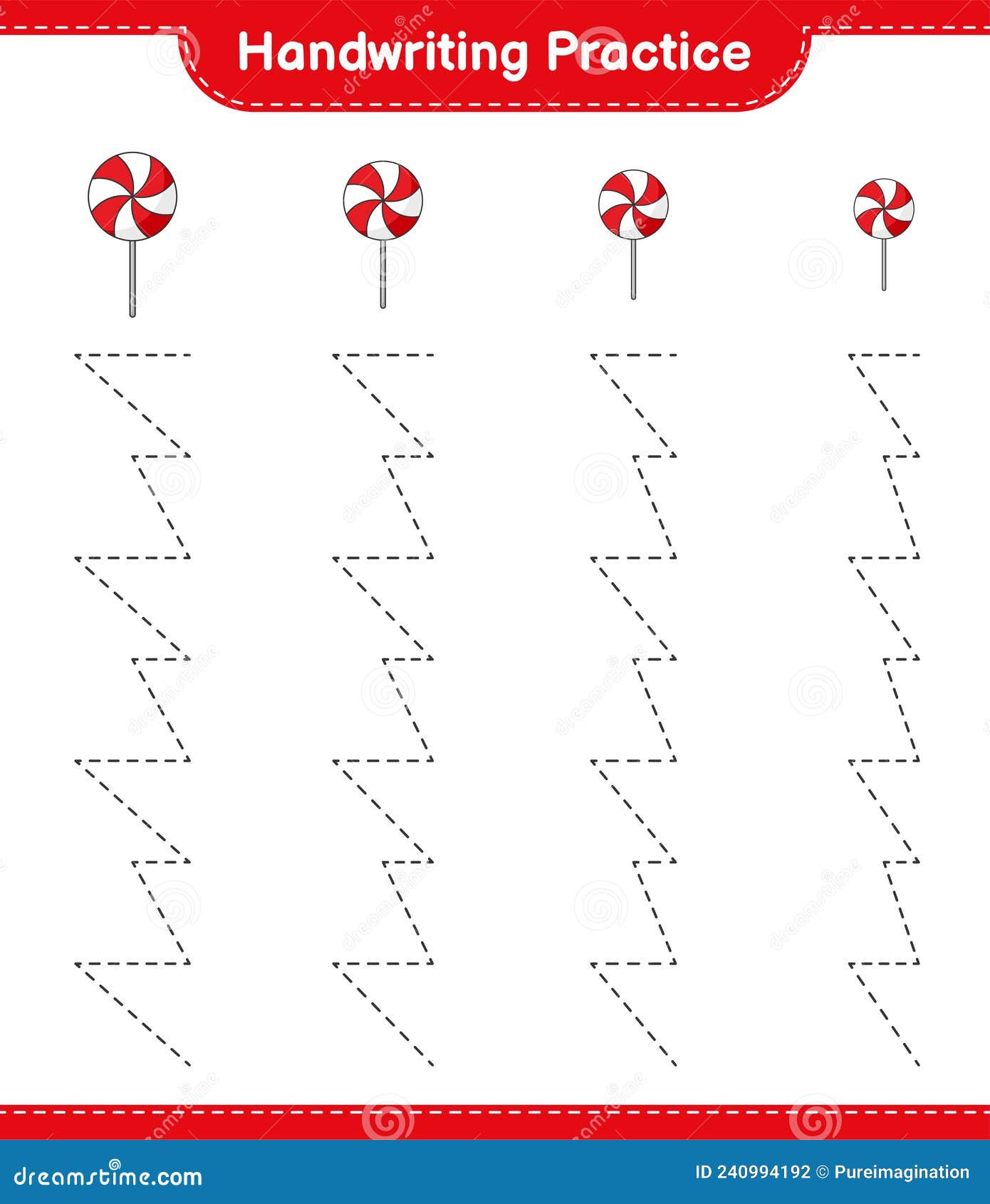Handwriting Practice. Tracing Lines of Candy Educational Children Game ...