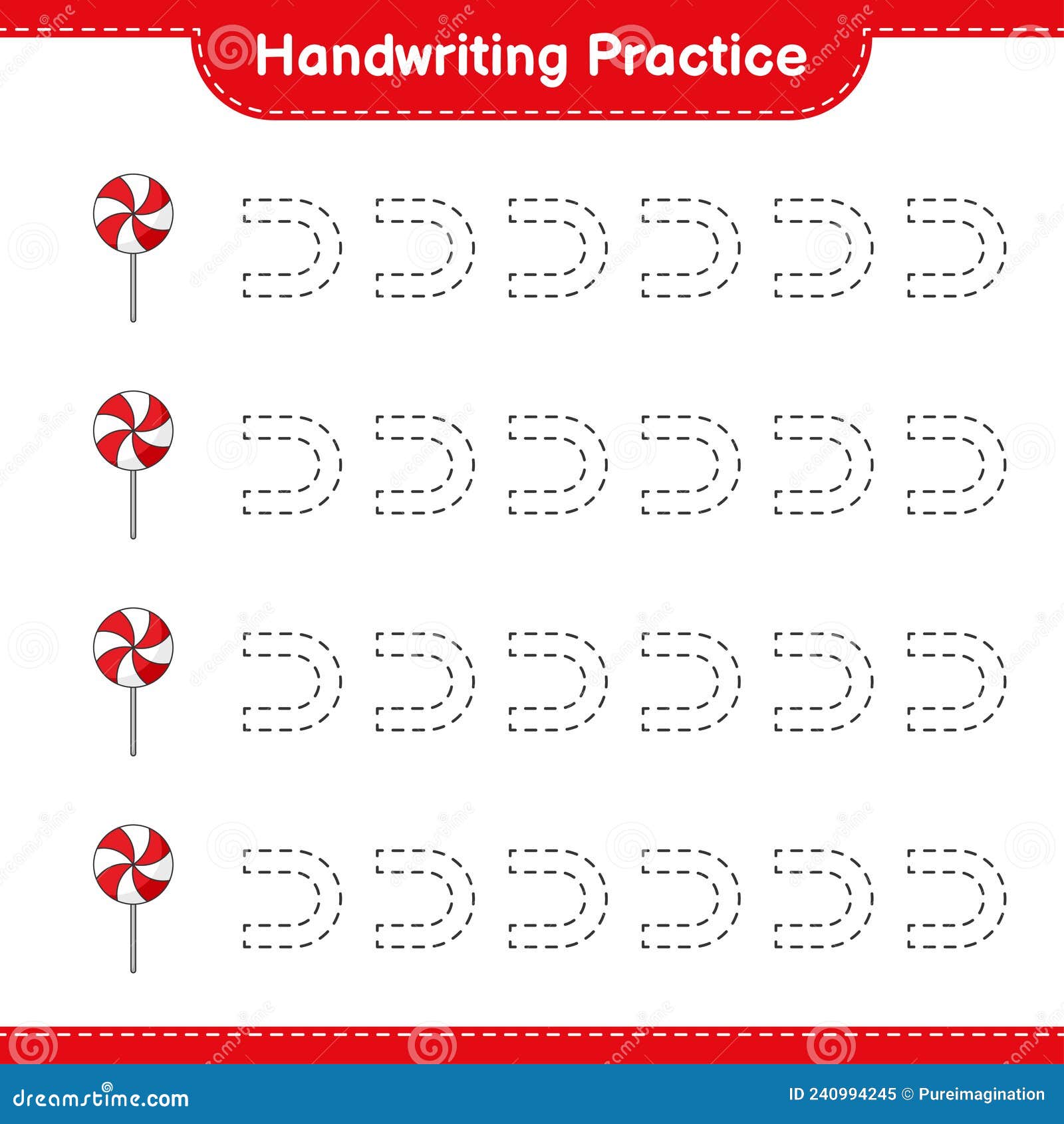 Handwriting Practice. Tracing Lines of Candy Educational Children Game ...