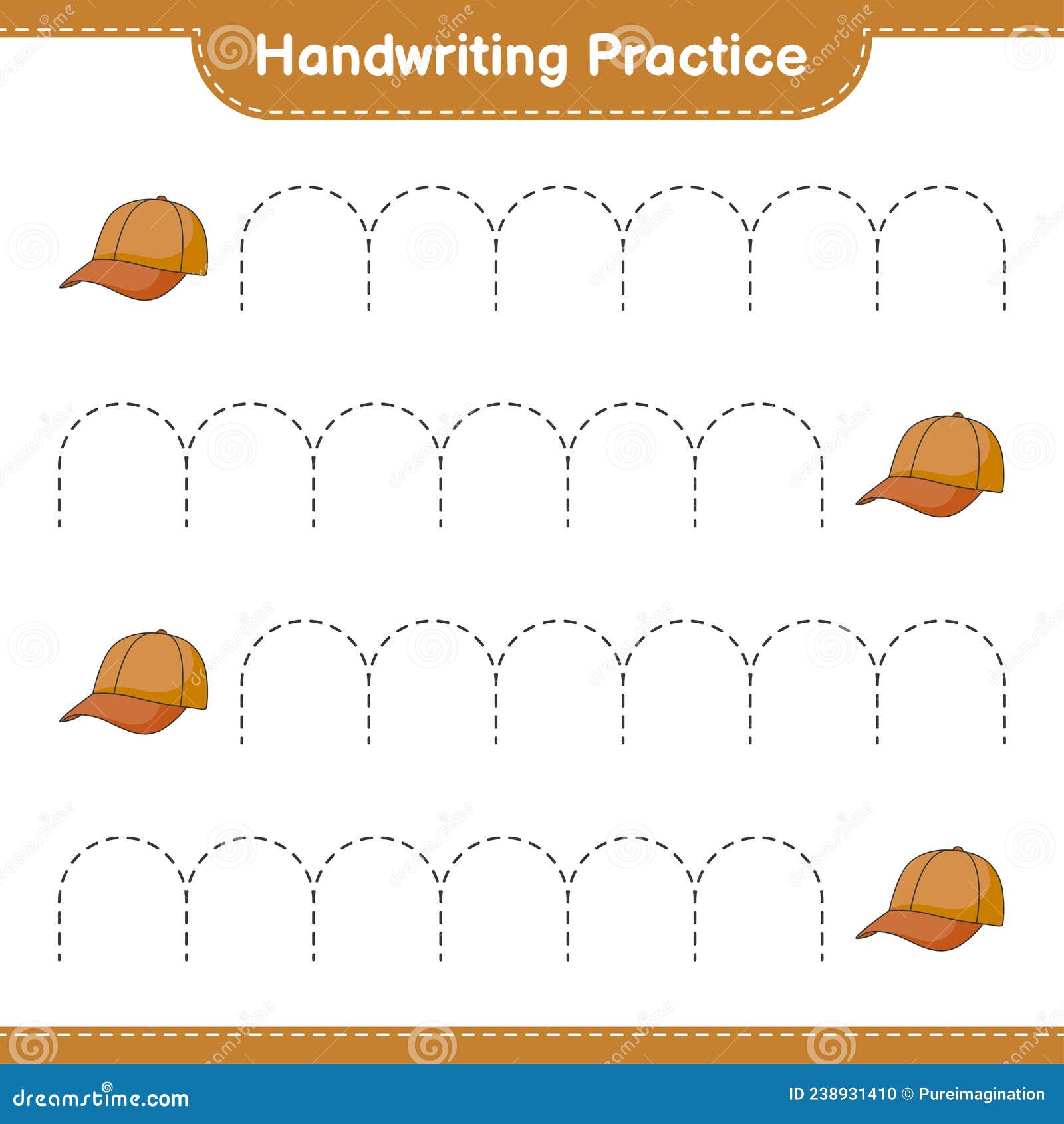 Handwriting Practice. Tracing Lines of Cap Hat Stock Vector ...