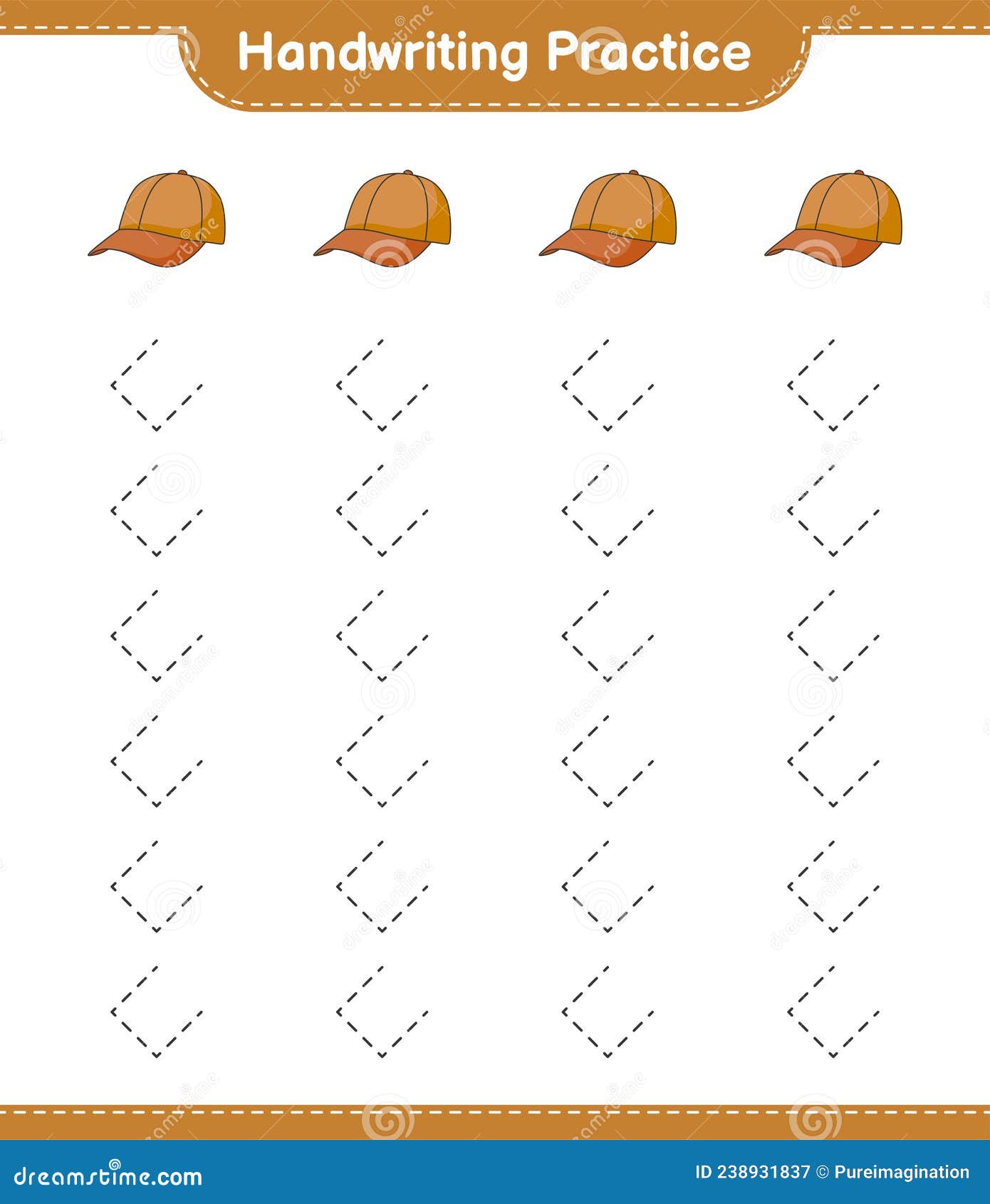 Handwriting Practice. Tracing Lines of Cap Hat Stock Vector ...