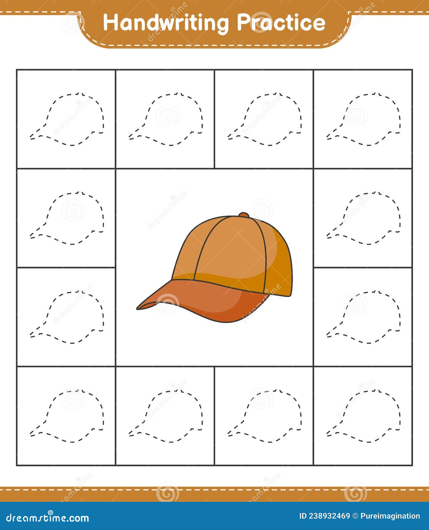 Handwriting Practice. Tracing Lines of Cap Hat Stock Vector ...