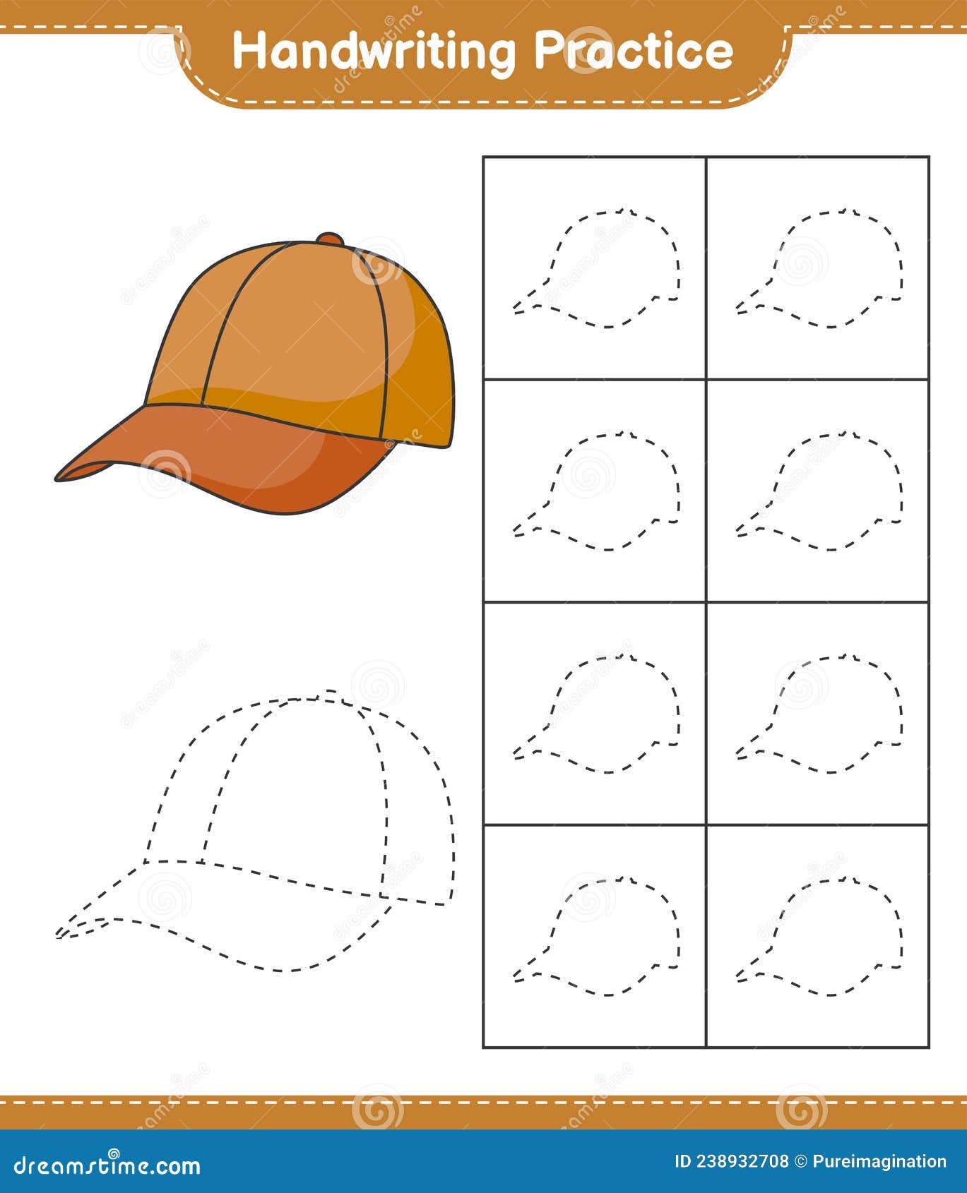 Handwriting Practice. Tracing Lines of Cap Hat Stock Vector ...