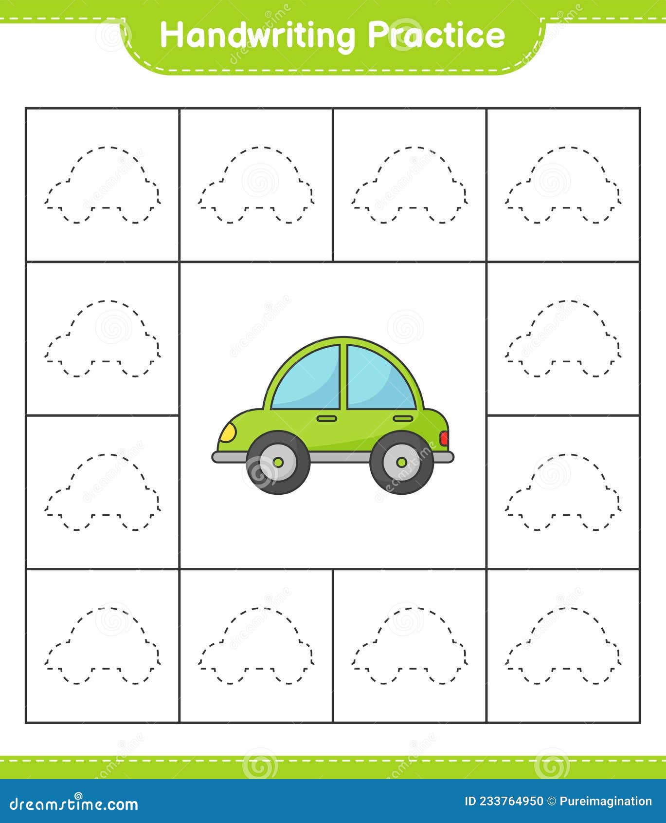 Handwriting Practice. Tracing Lines of Car Stock Vector - Illustration ...