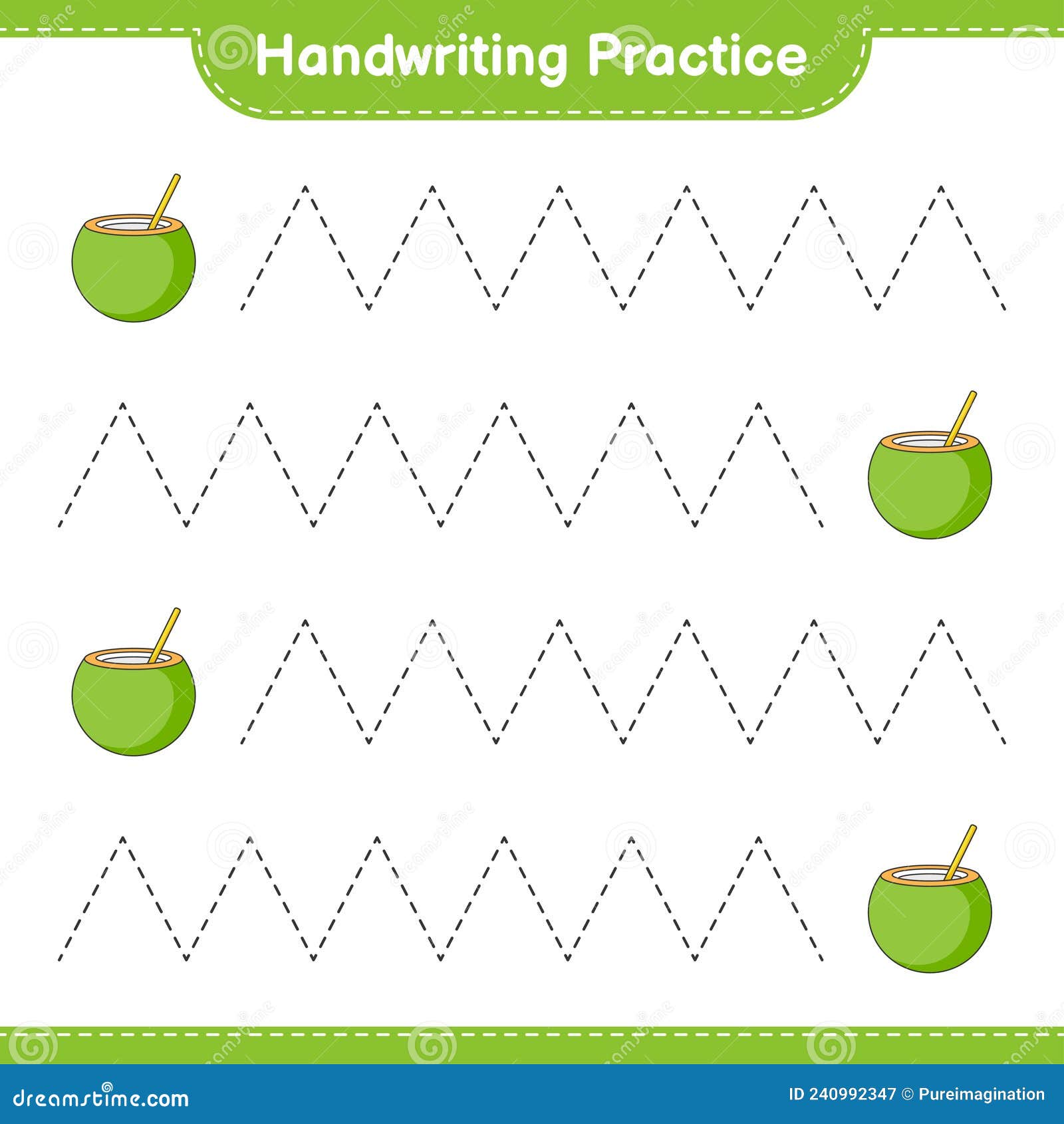 Handwriting Practice. Tracing Lines of Coconut Stock Vector ...