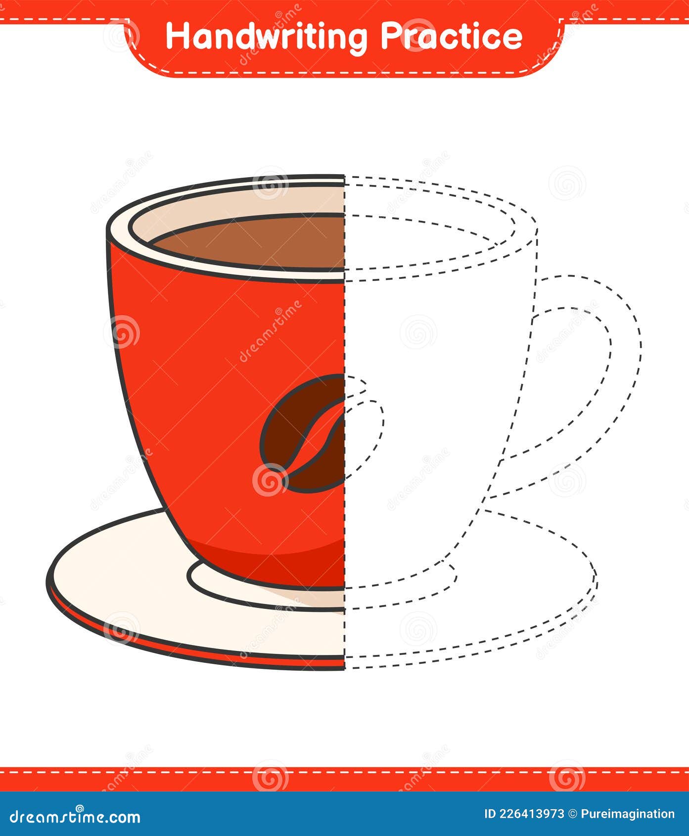 Handwriting Practice. Tracing Lines of Coffee Cup Stock Vector ...