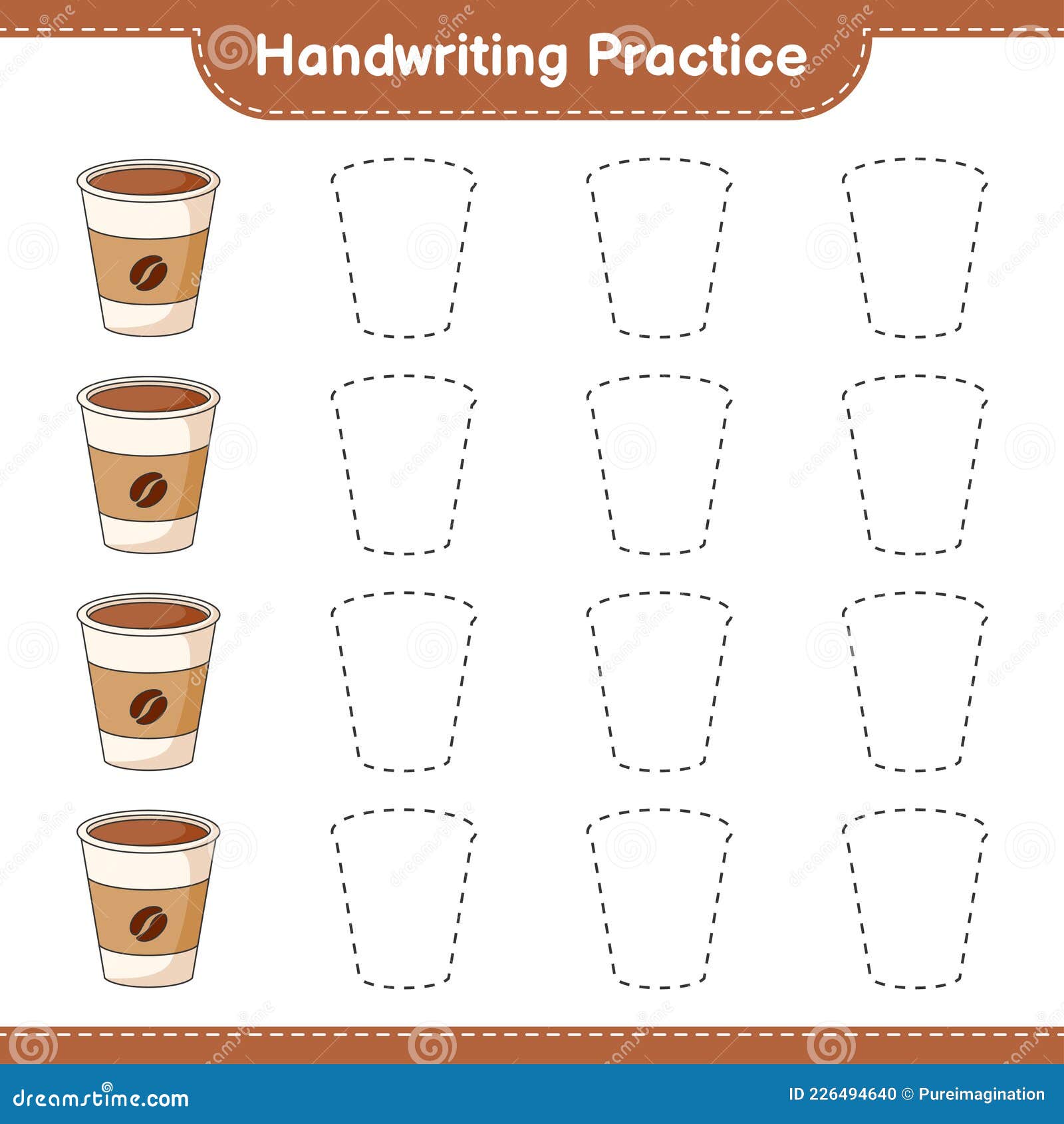 Handwriting Practice. Tracing Lines of Coffee Cup Stock Vector ...