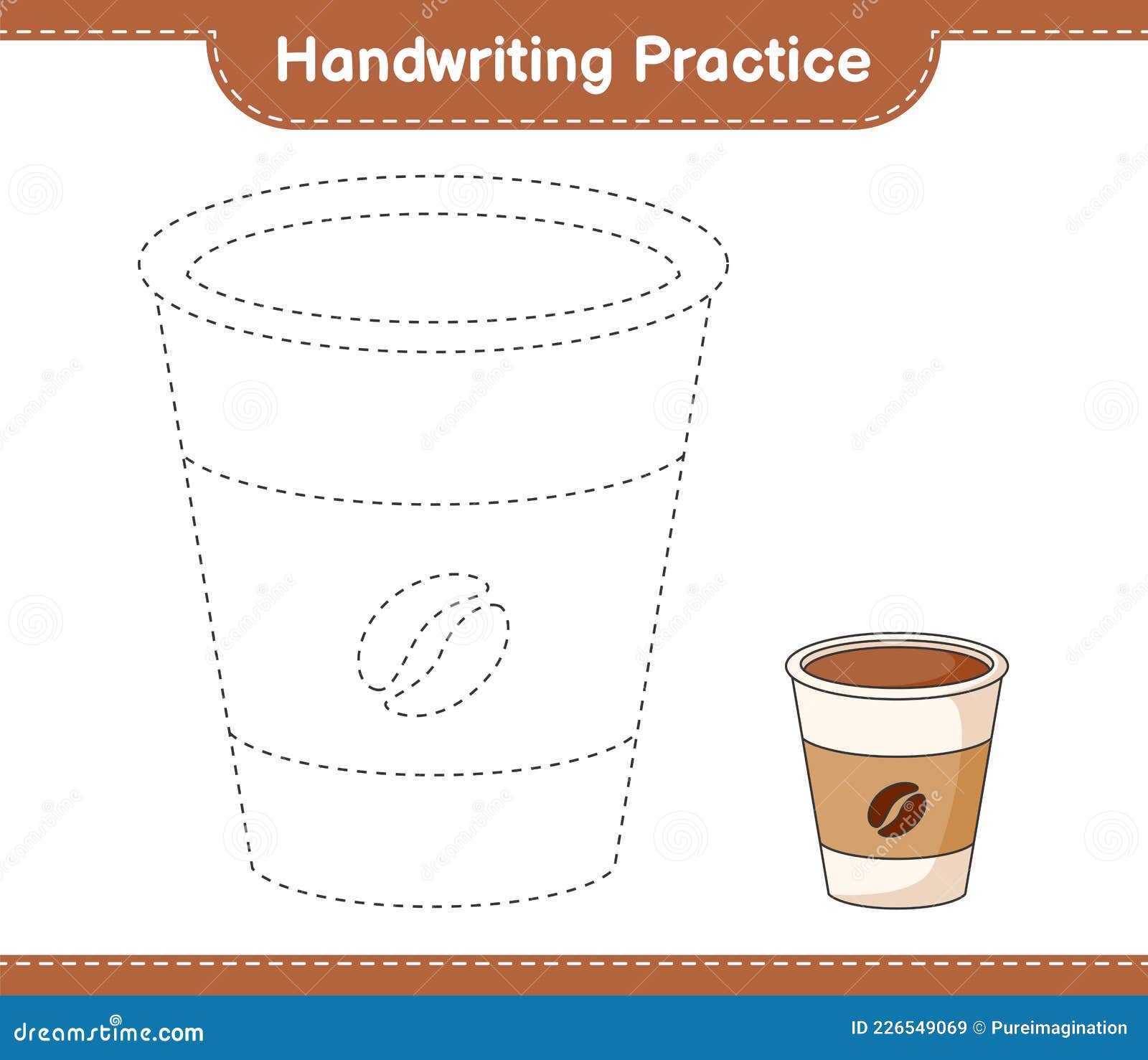Handwriting Practice. Tracing Lines of Coffee Cup Stock Vector ...