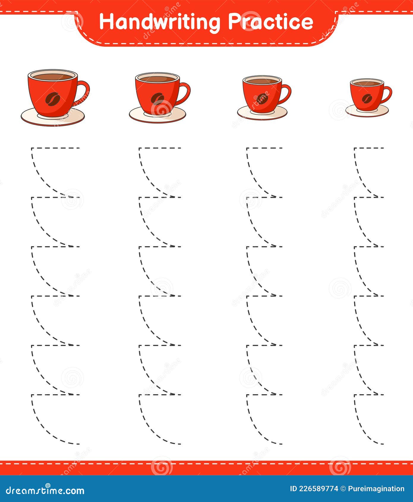Handwriting Practice. Tracing Lines of Coffee Cup Stock Vector ...