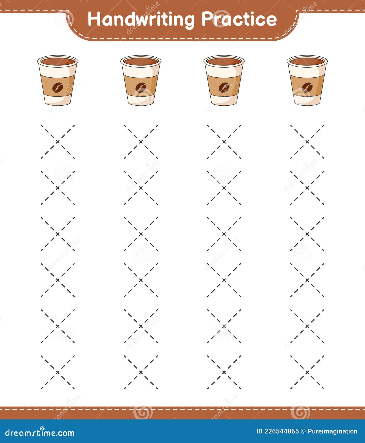 Handwriting Practice. Tracing Lines of Coffee Cup Stock Vector ...