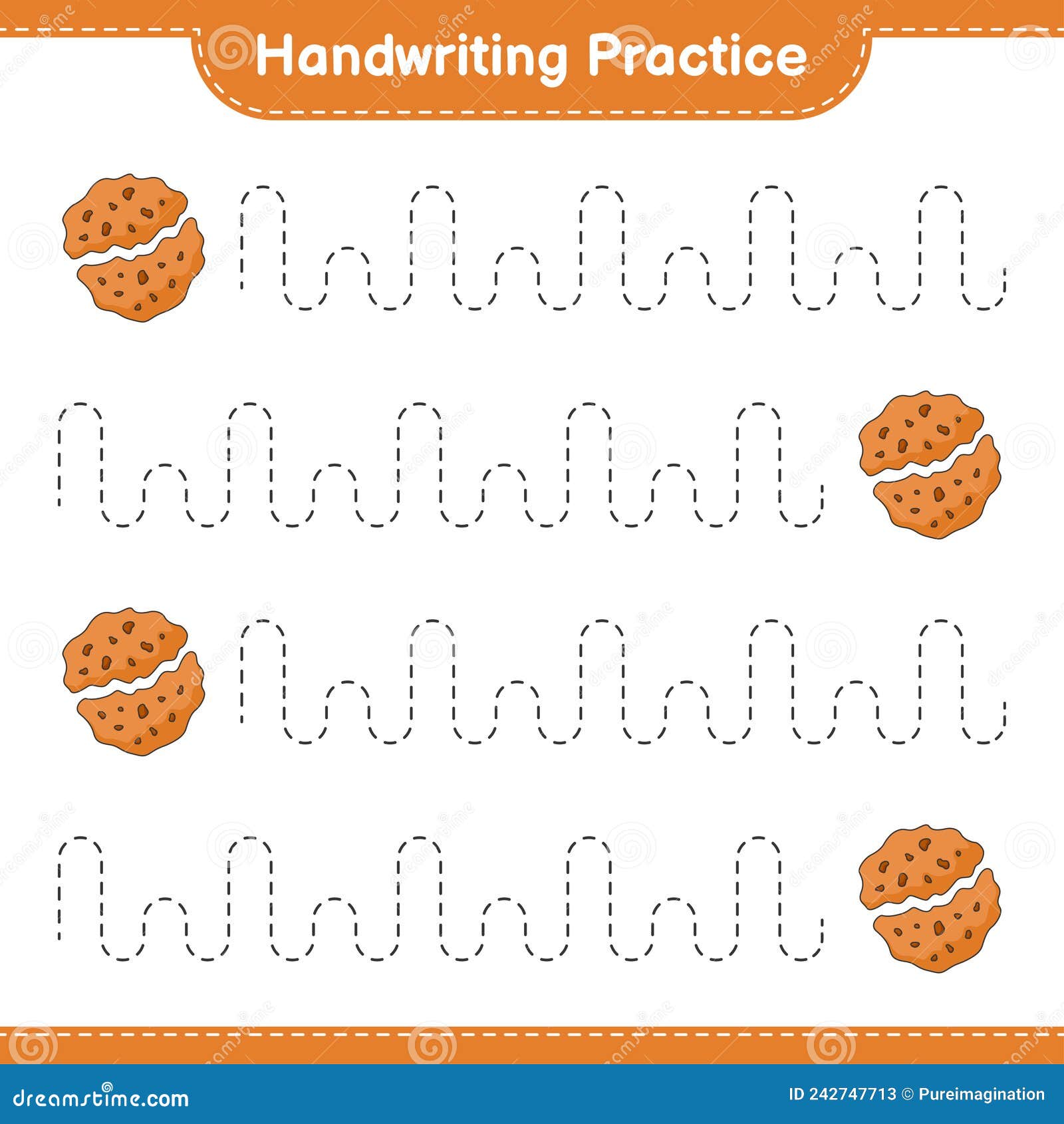 Handwriting Practice. Tracing Lines of Cookie Stock Vector ...