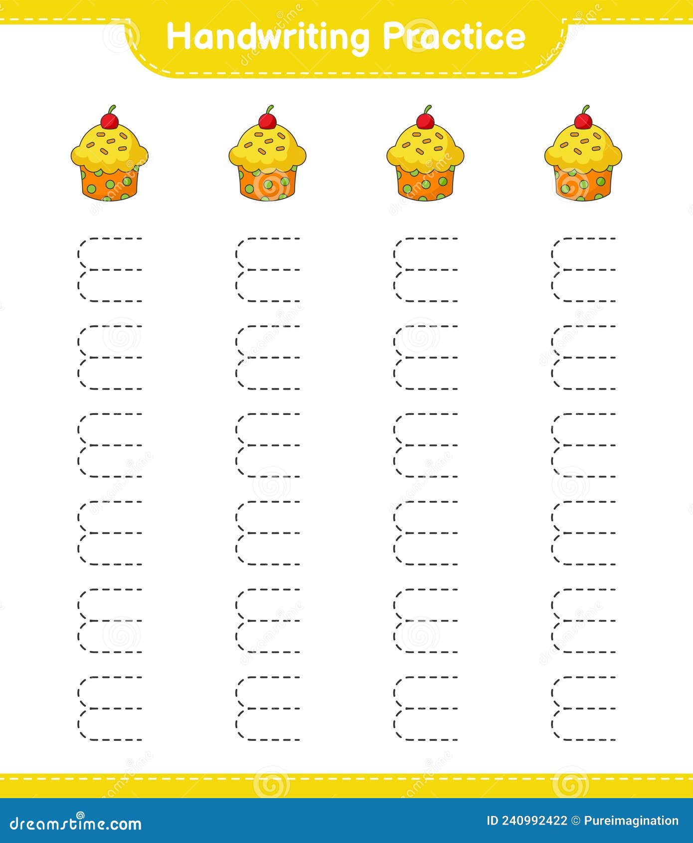 Handwriting Practice. Tracing Lines of Cup Cake Stock Vector ...