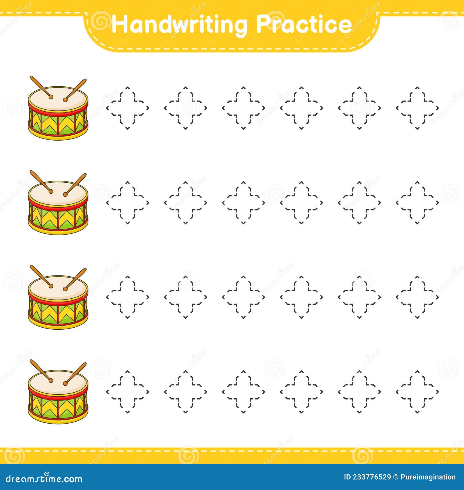 Handwriting Practice. Tracing Lines of Drum Stock Vector - Illustration ...
