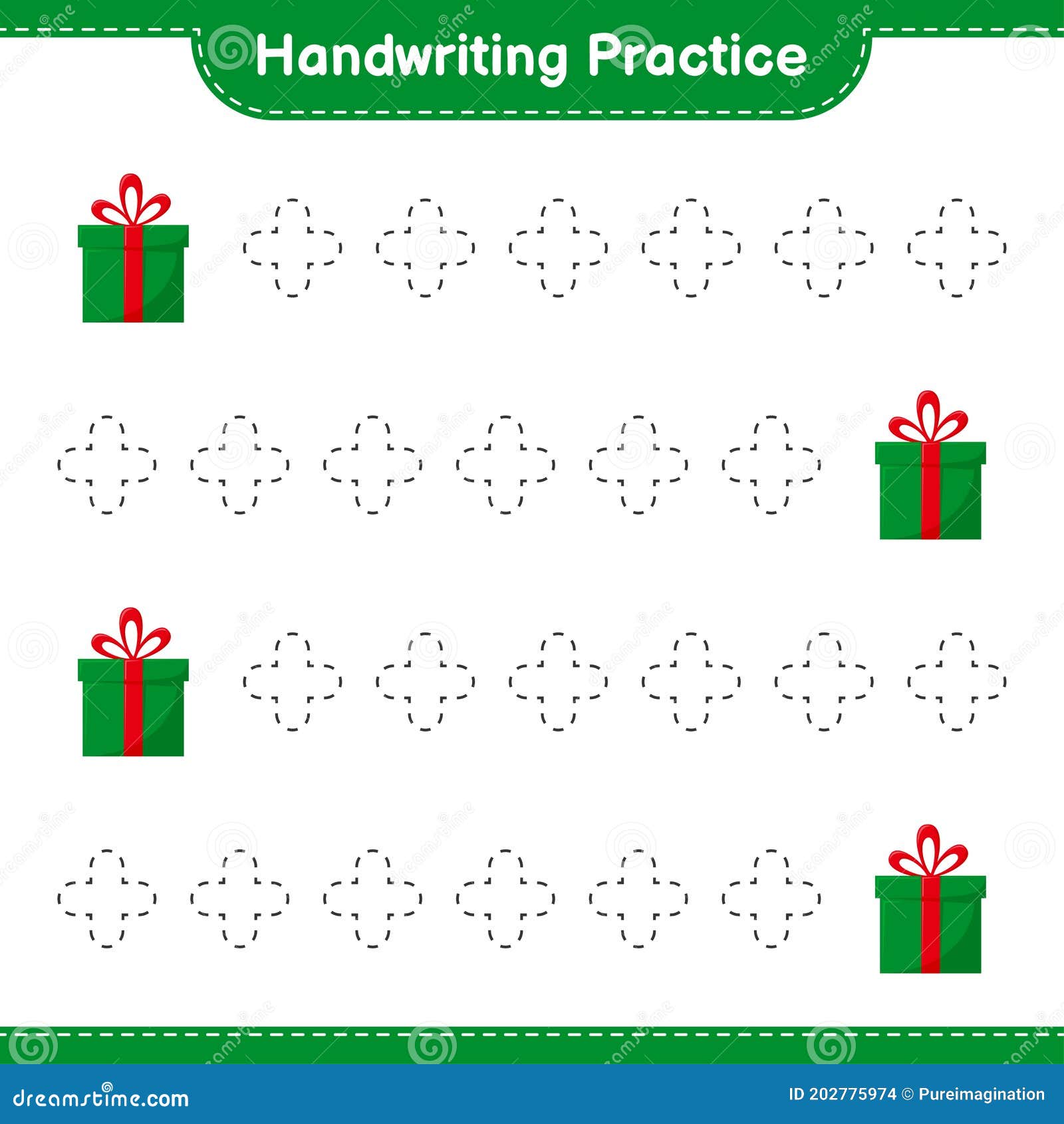Handwriting Practice. Tracing Lines of Gift Boxes. Educational Children ...